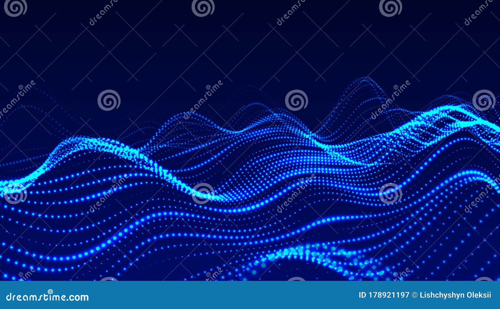Wave of Particles. Abstract Background with a Dynamic Wave. Big Data ...
