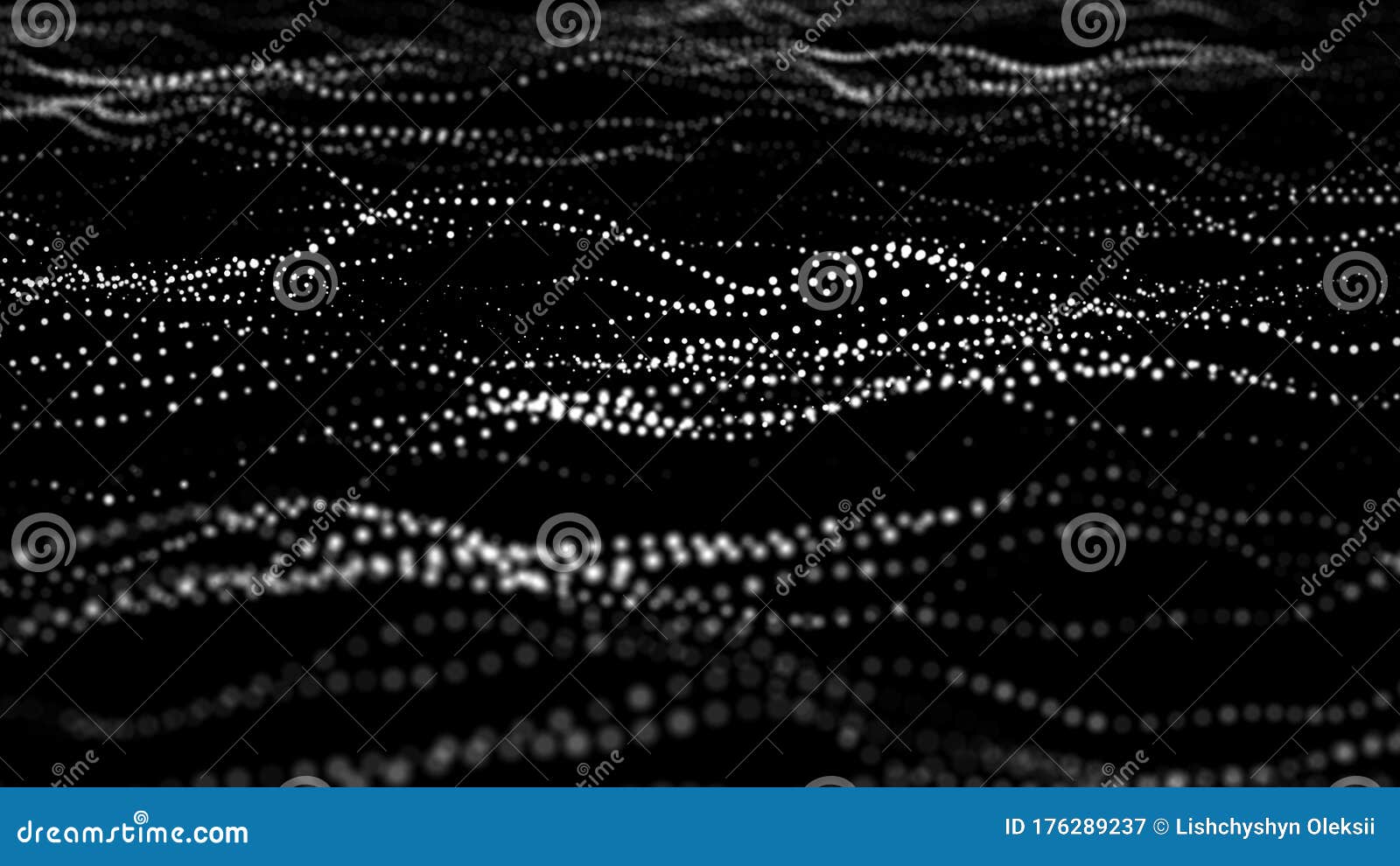 Wave of Particles. Abstract Background with a Dynamic Wave. Big Data Visualization. 3d Rendering ...