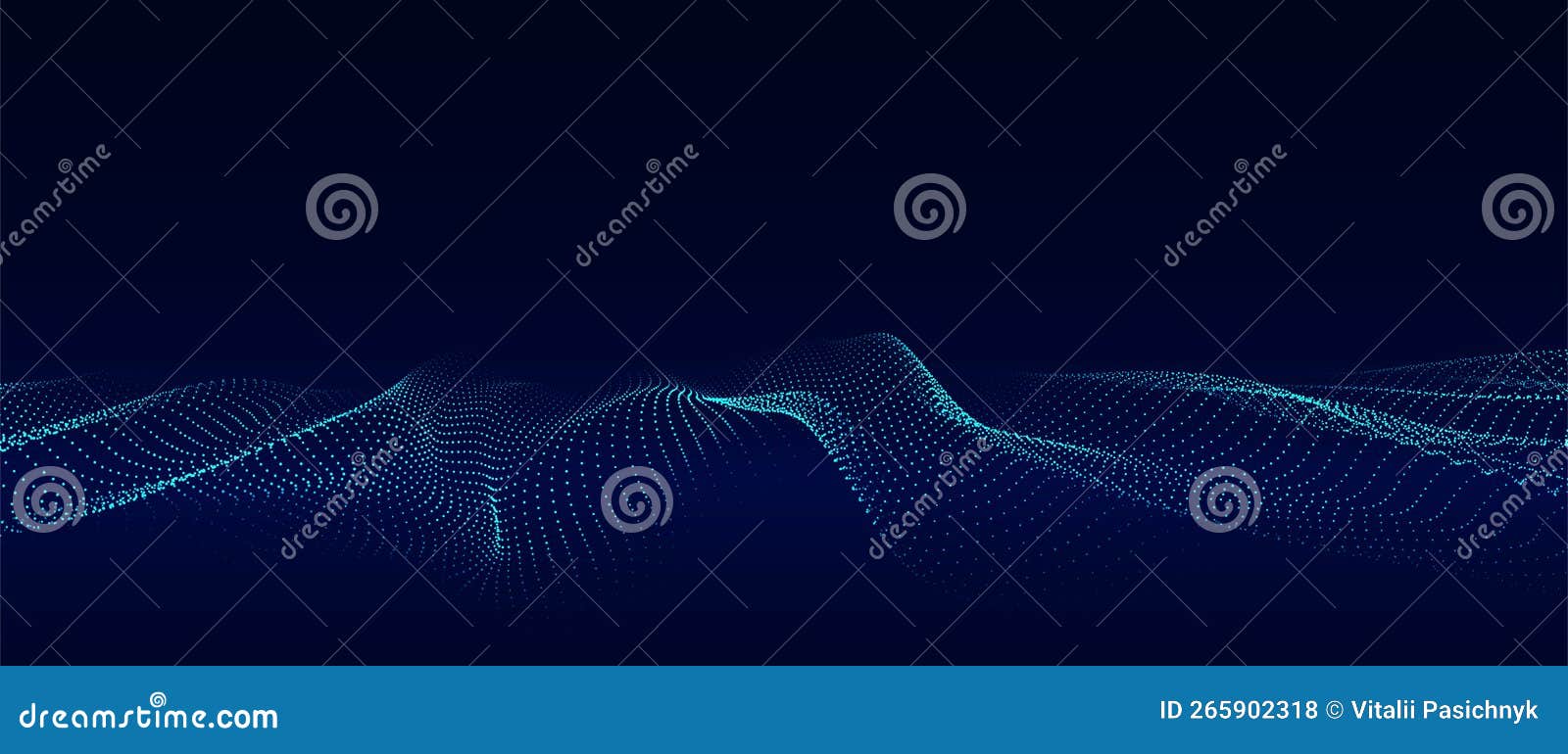 Wave of Particles. Digital Wave Background Concept. Abstract Technology Background. Big Data ...