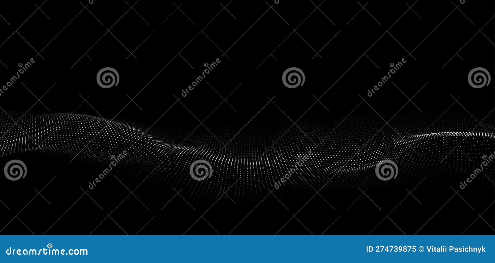Wave of Particles. Digital Wave Background Concept. Abstract Technology Background. Big Data ...