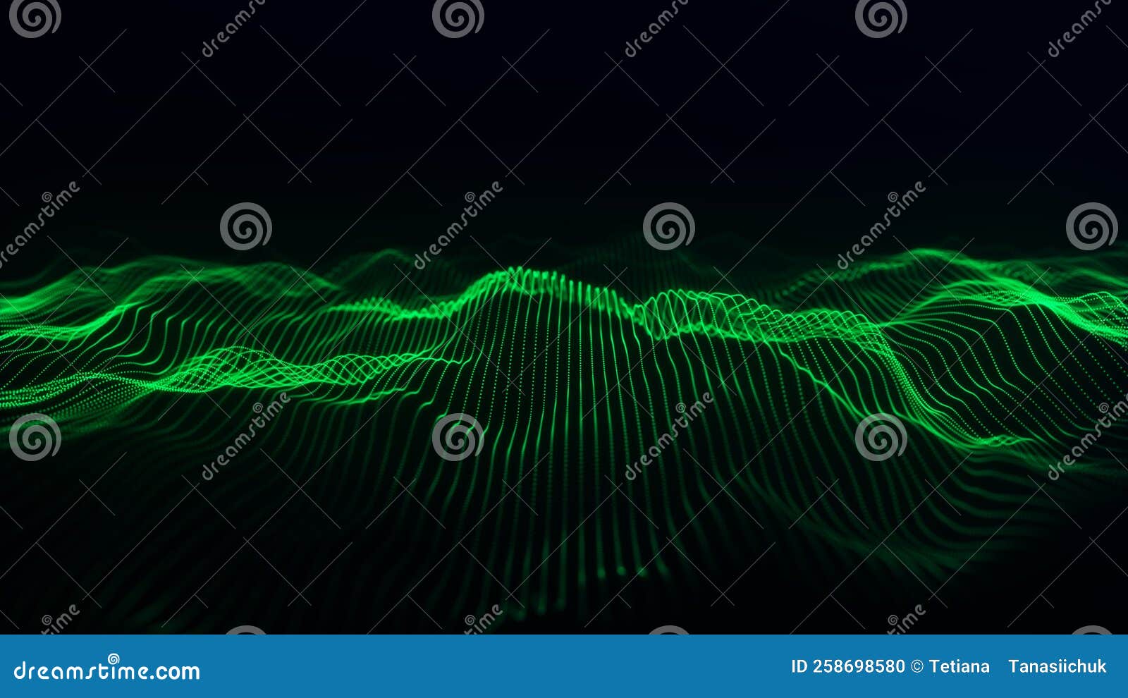 Wave of Particles. Futuristic Dots Pattern on Dark Background. Big Data ...