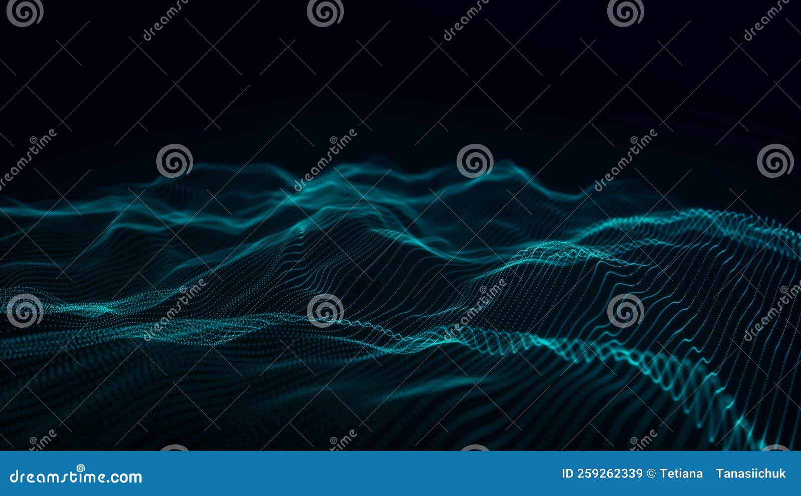 Wave of Particles. Futuristic Dots Pattern on Dark Background. Big Data ...