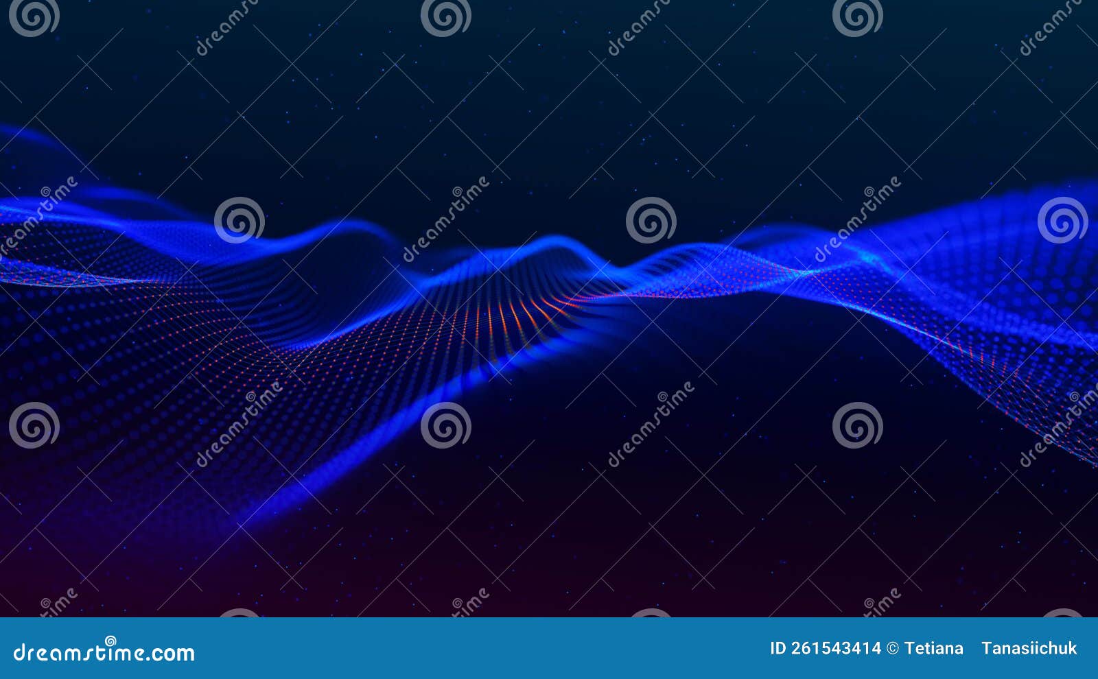 Wave of Particles. Futuristic Dots Pattern on Dark Background. Big Data ...