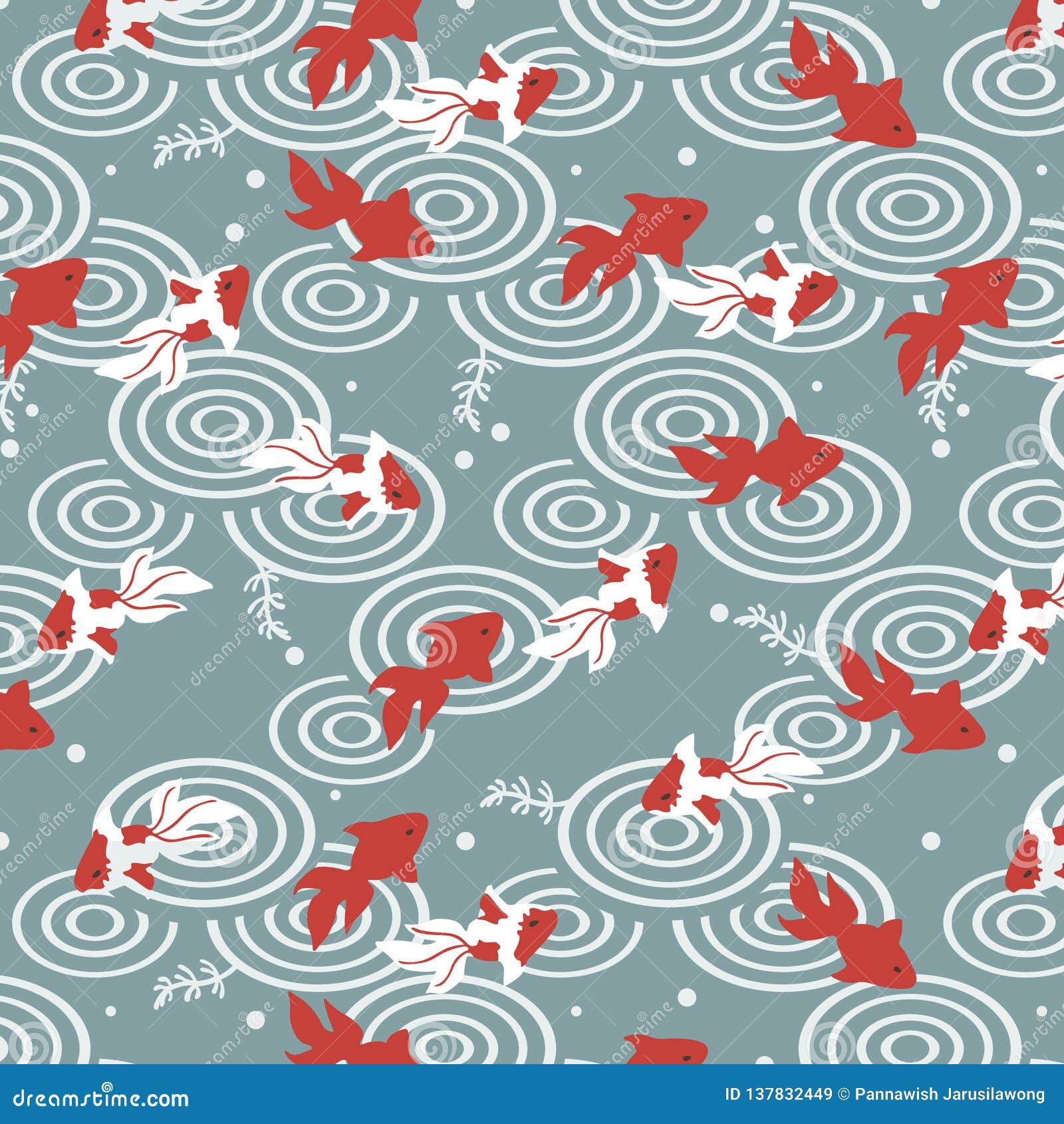 Japanese Gold Fish in Pond Pattern Stock Vector - Illustration of ...