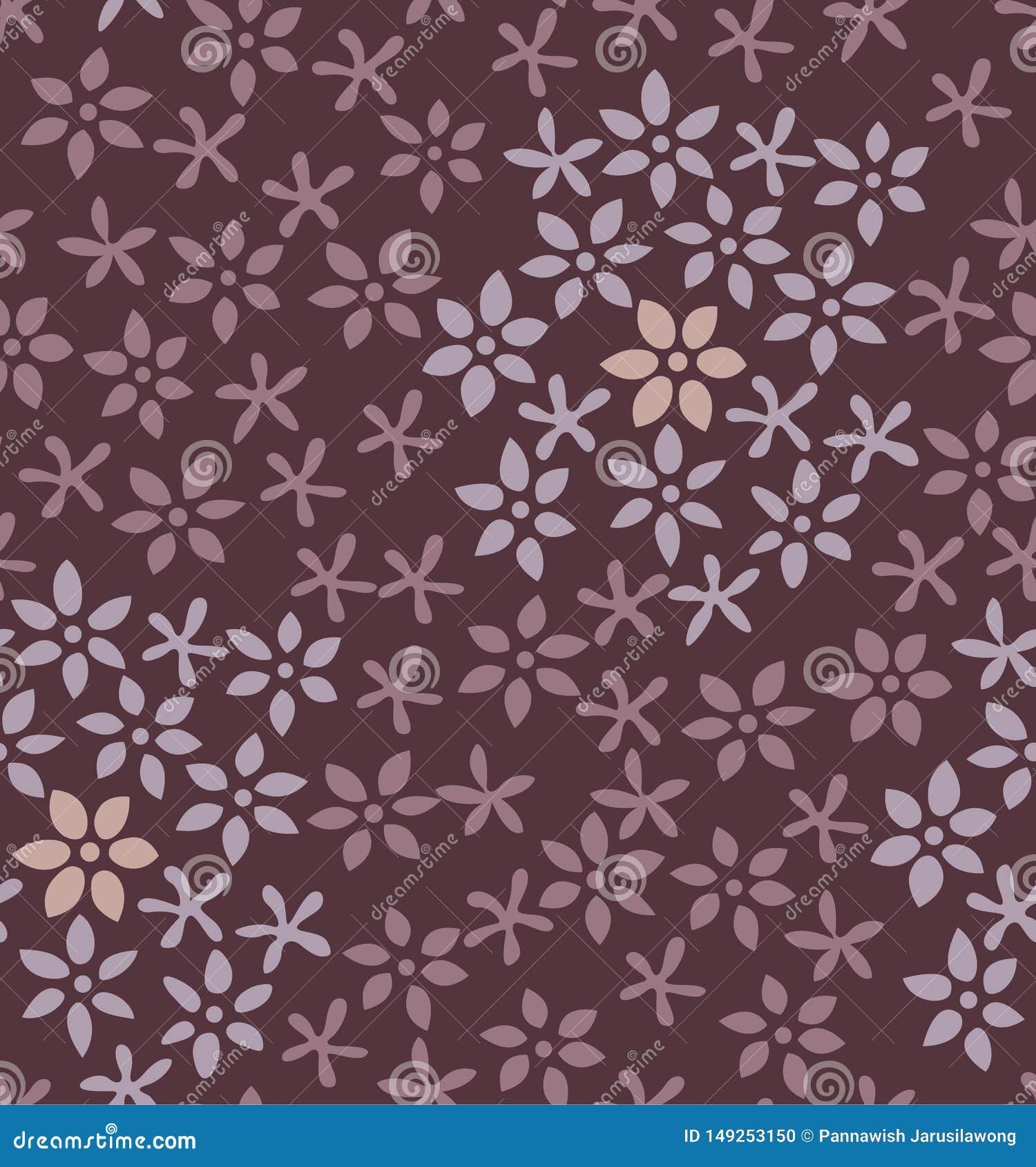 Japanese Purple Flower Seamless Pattern Stock Vector - Illustration of ...