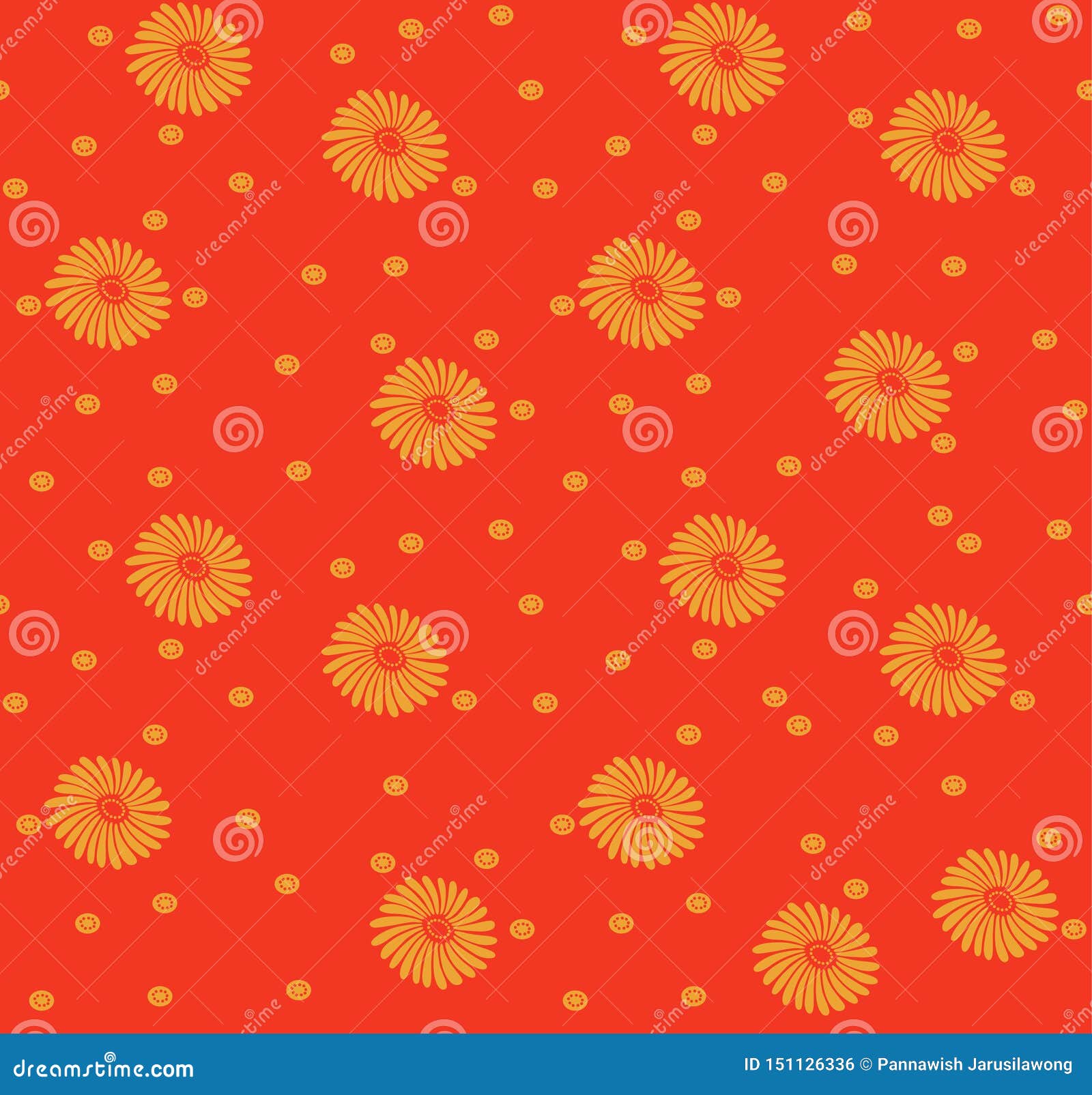 Japanese Orange Flower Seamless Pattern Stock Vector - Illustration of ...