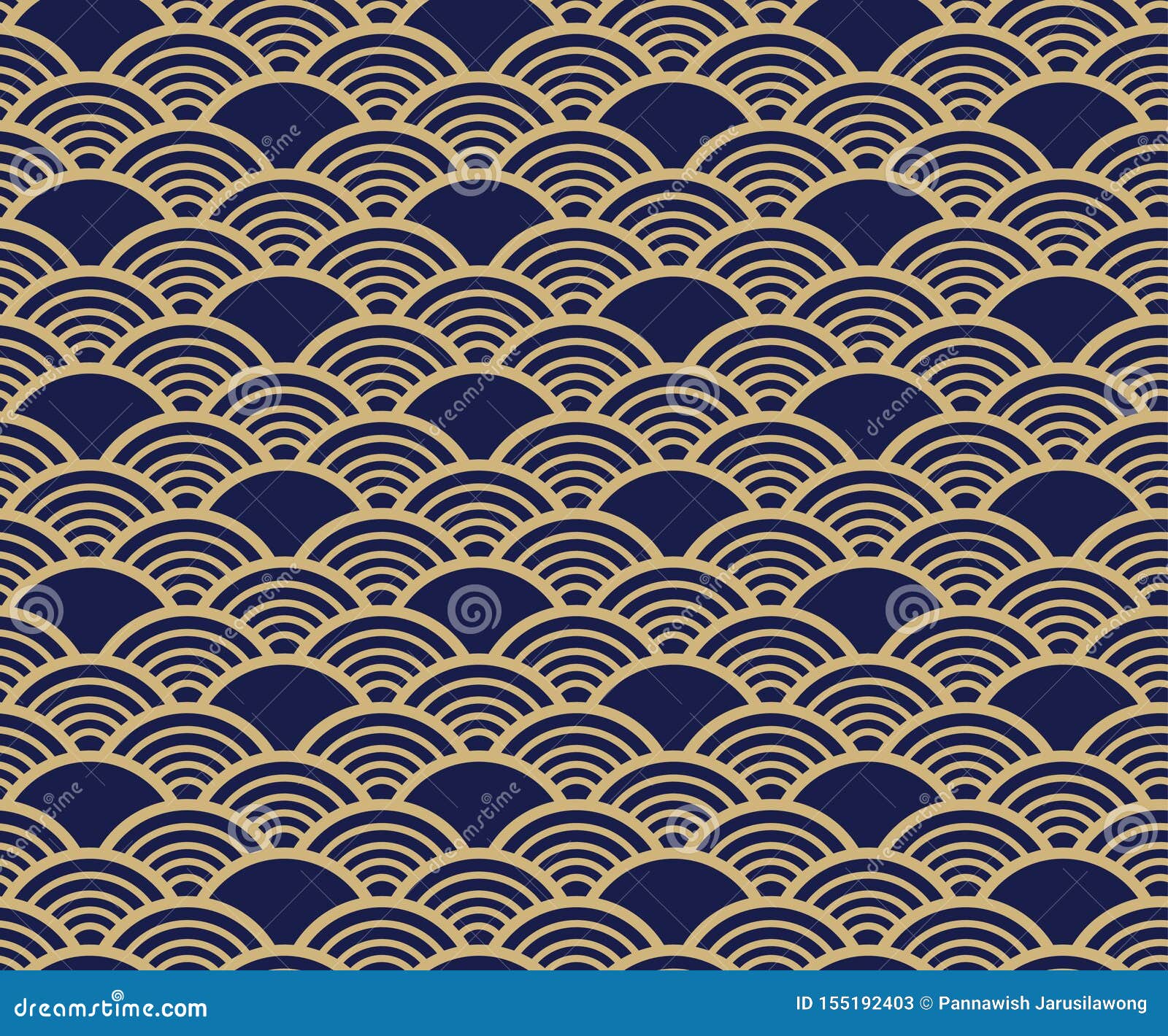 Japanese Gold Wave Seamless Pattern Stock Vector - Illustration of ...