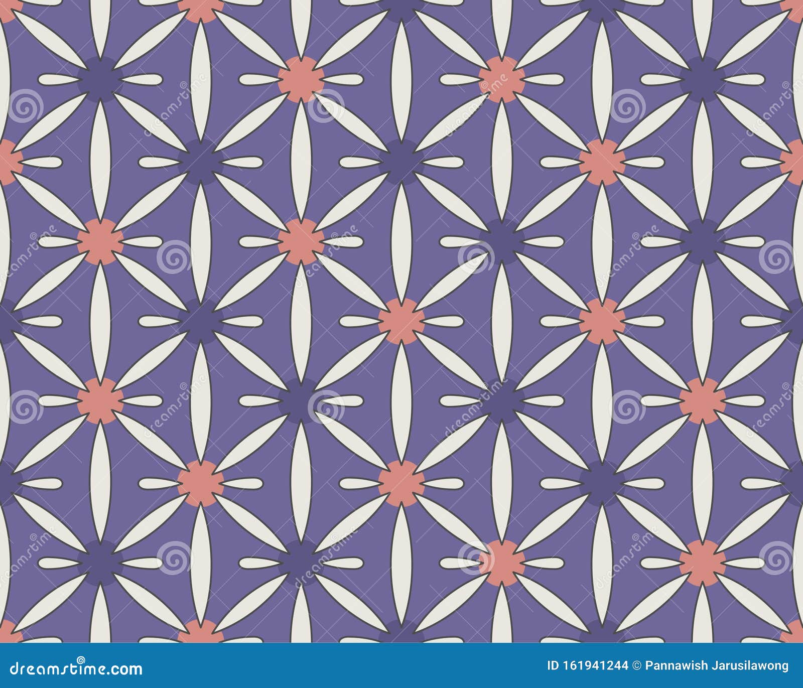 Japanese Purple Floral Motif Seamless Pattern Stock Vector ...