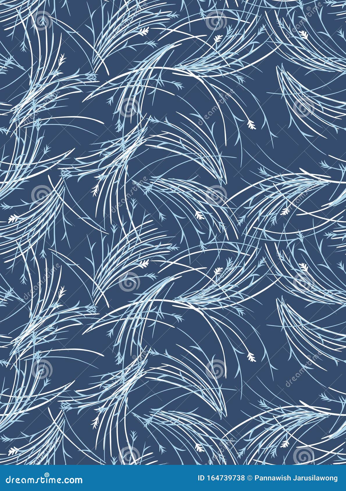 Japanese Wind Flow Grass Leaf Seamless Pattern Stock Vector ...