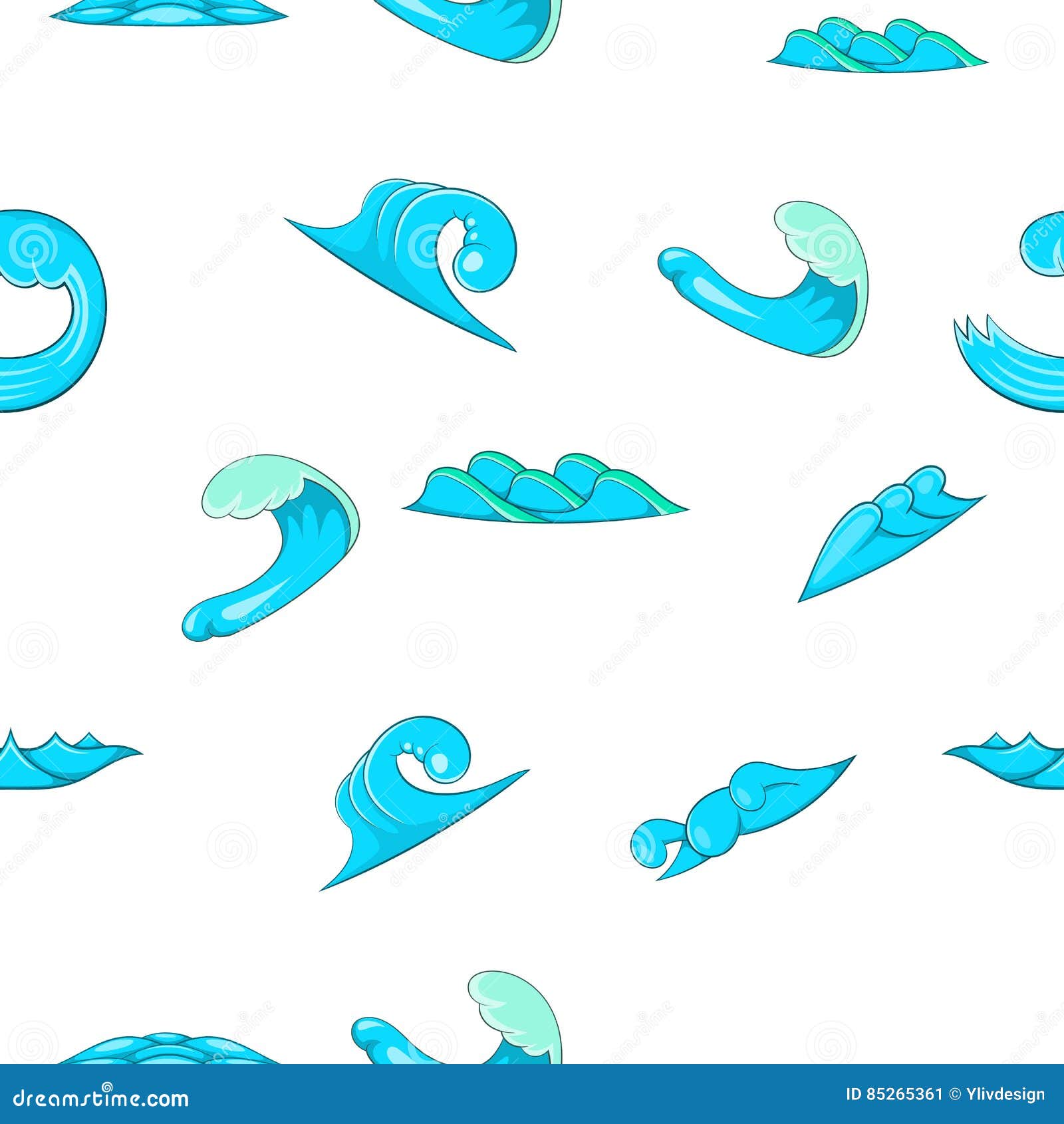 Wave Pattern, Cartoon Style Stock Vector - Illustration of seamless ...