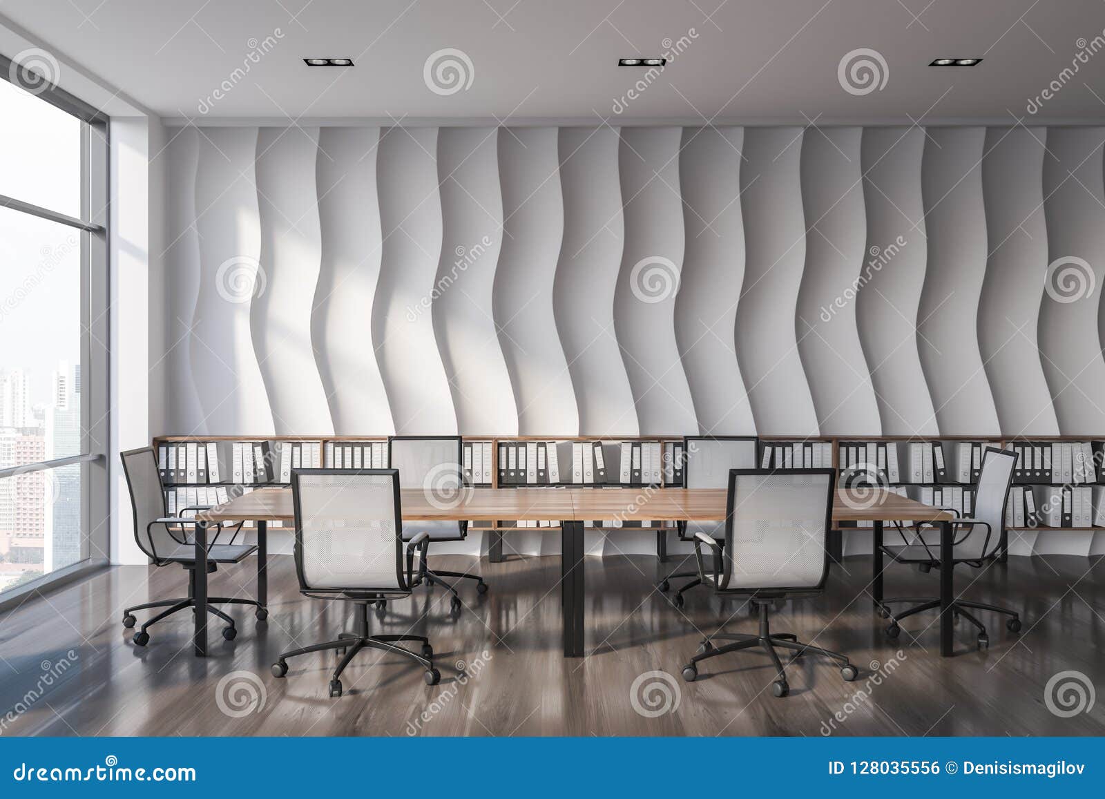 Wave Pattern Conference Room Interior Stock Illustration - Illustration ...