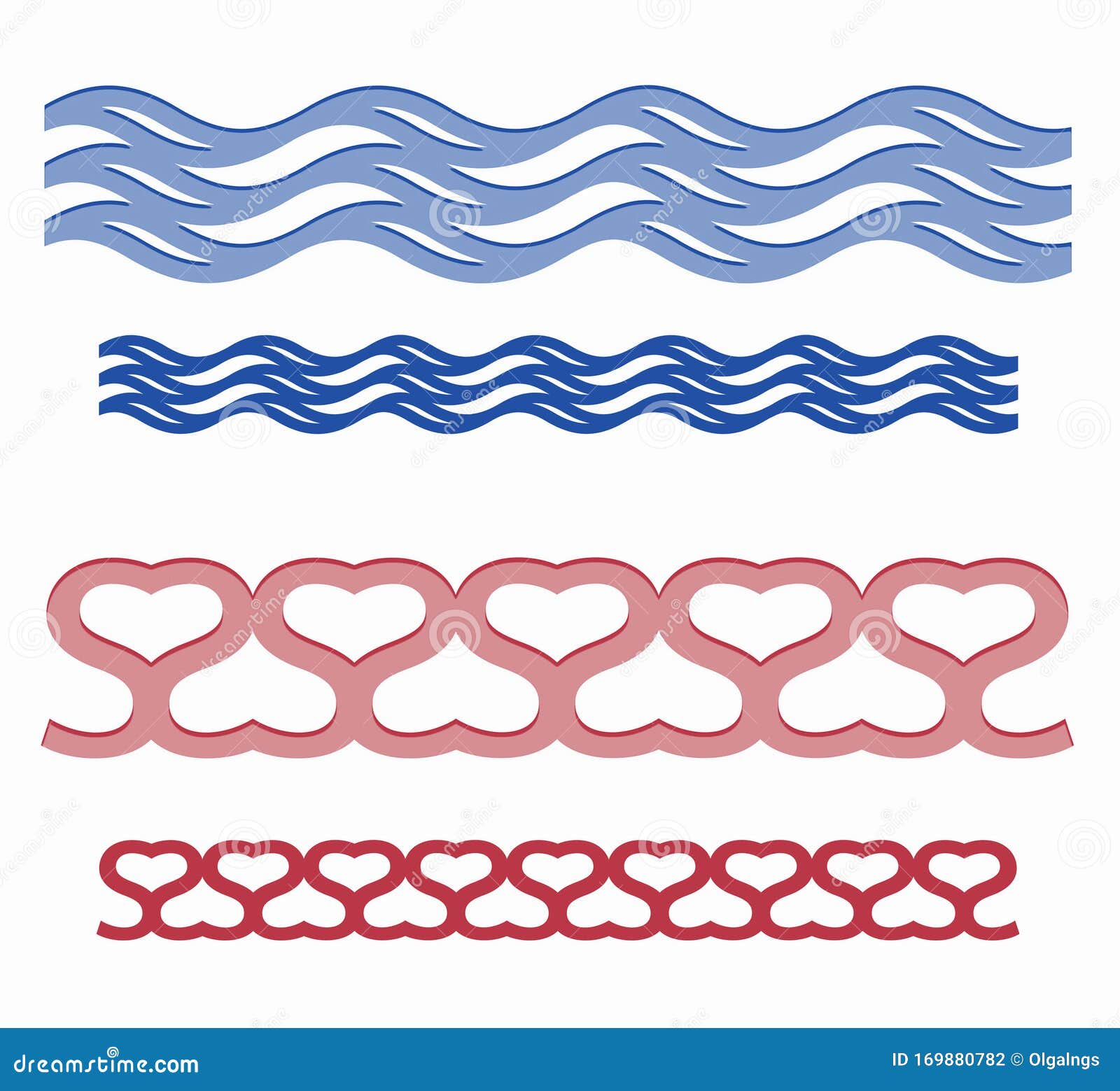 Wave Pattern, Heart Seamless Pattern, Sets Stock Illustration ...