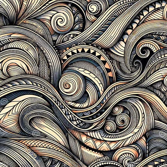 Wave Pattern Lines Forming Wave Like Shapes in a Repeating Patte Stock ...