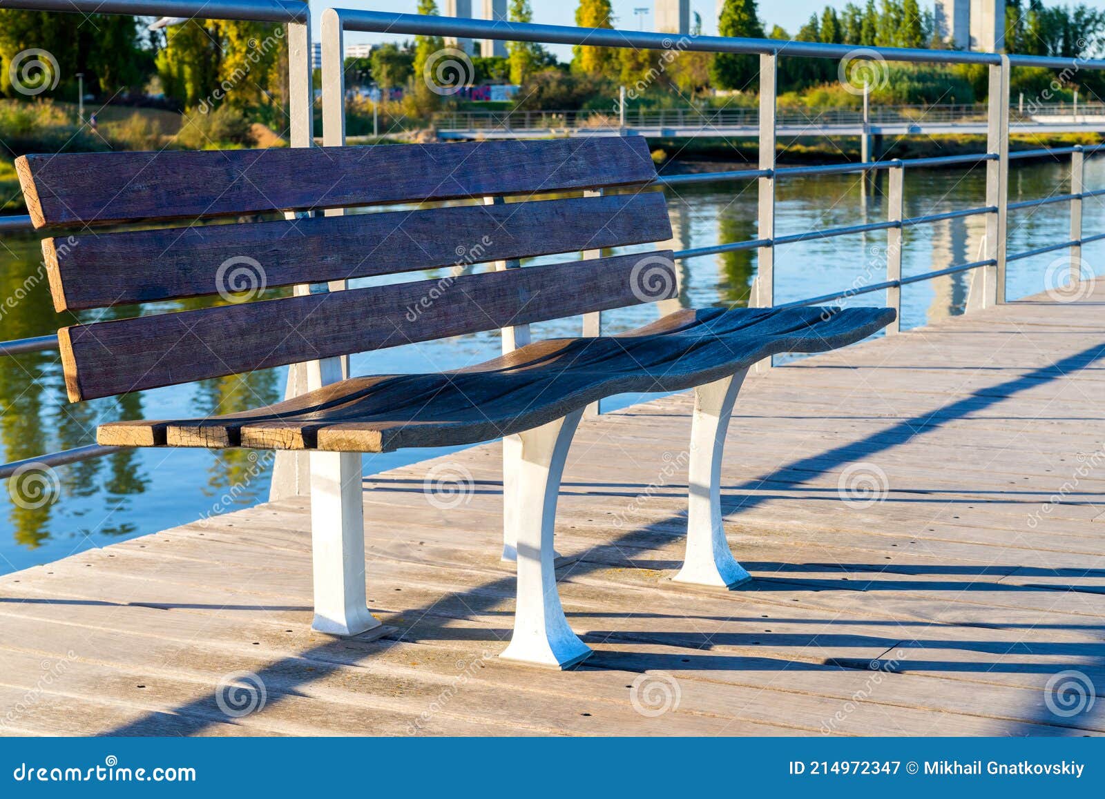 The Wave Pattern of a Wooden Slatted Bench on the Coast Stock Image ...