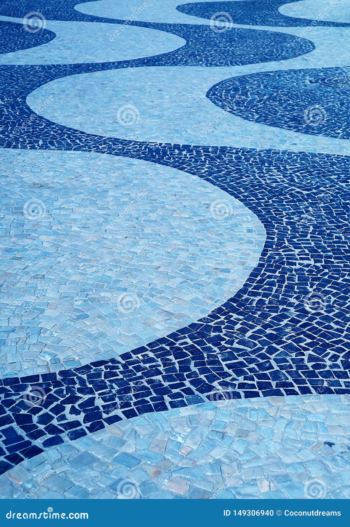 Wave Patterned Mosaic Pavement in Vivid Blue and Light Blue Color Stock ...