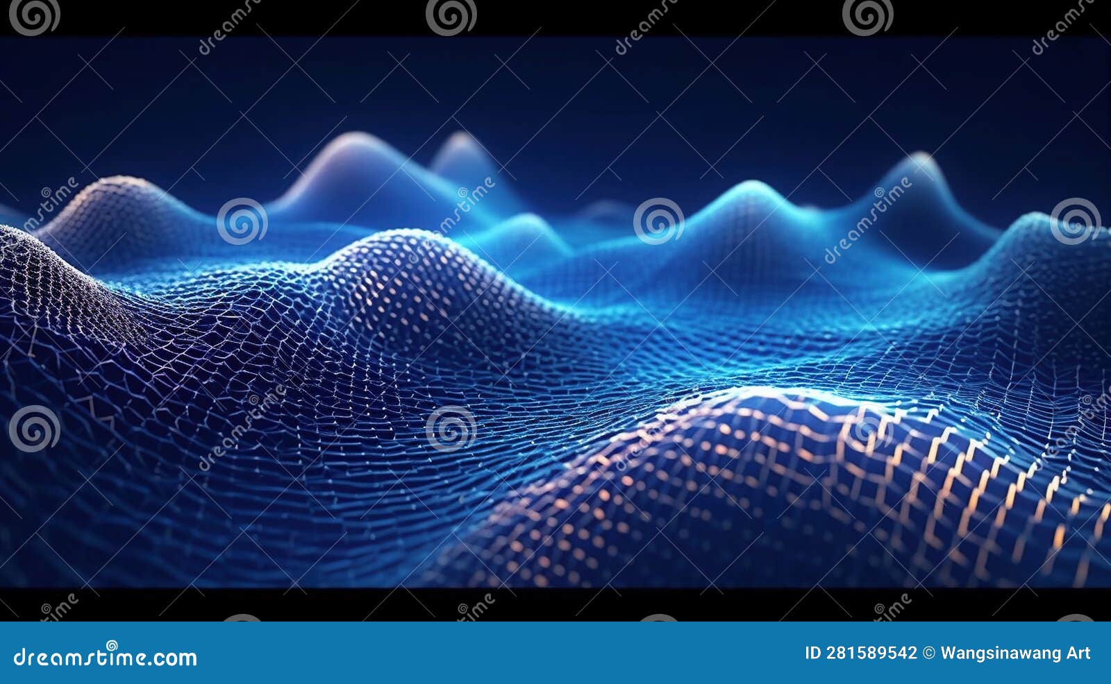 Wave Points Fractal Grid. Generative AI Stock Illustration ...