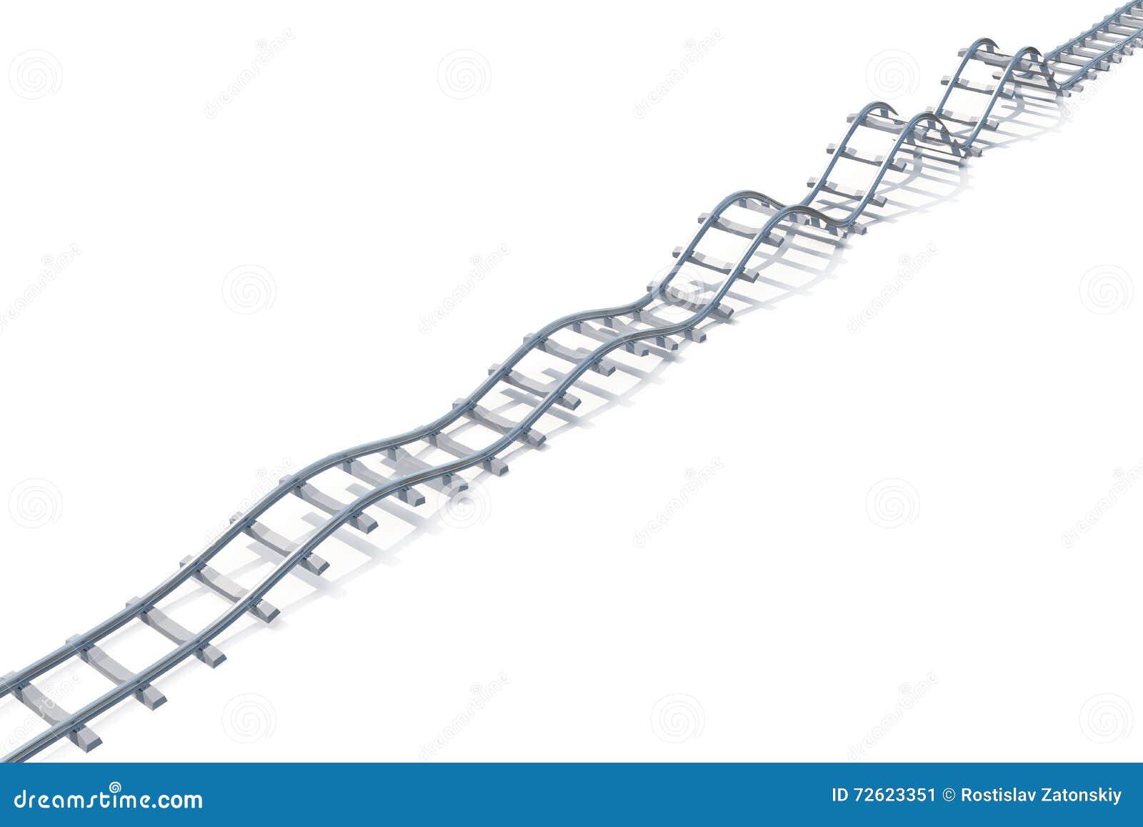 Wave Railroad Aerial View Isolated on White Background. 3d Illustration ...