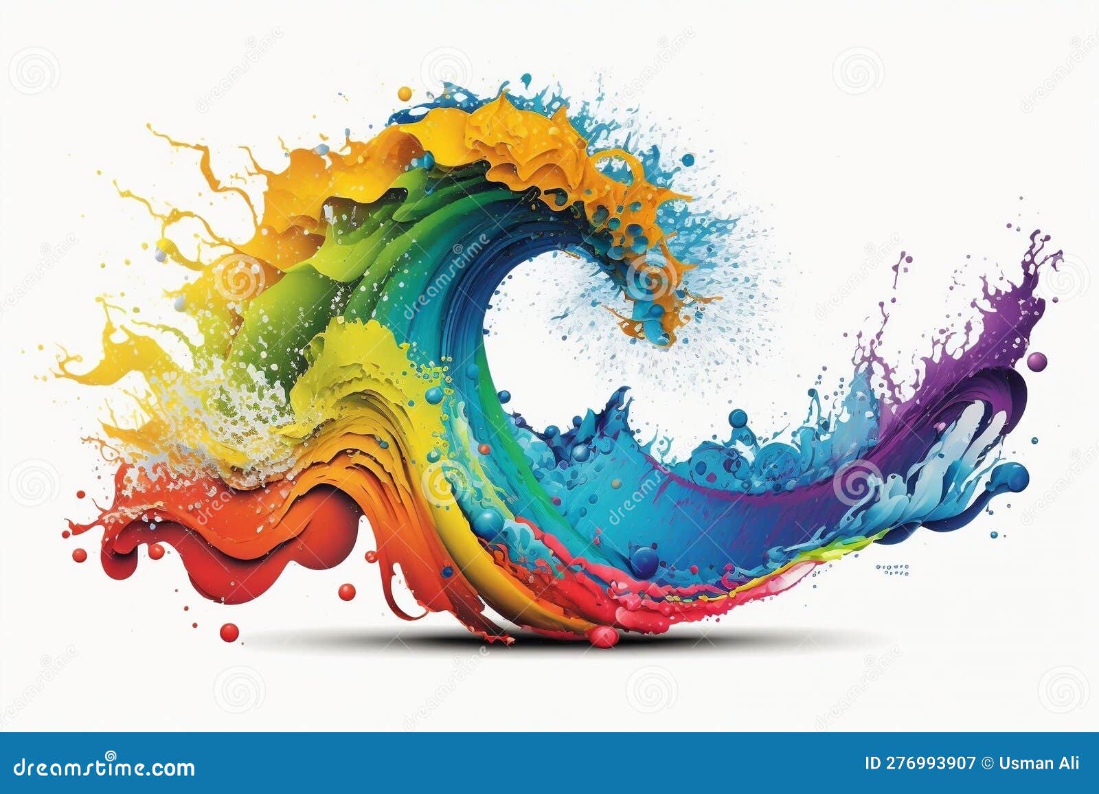 A Wave of Rainbow-colored Splashes Against a White Background. AI Stock ...