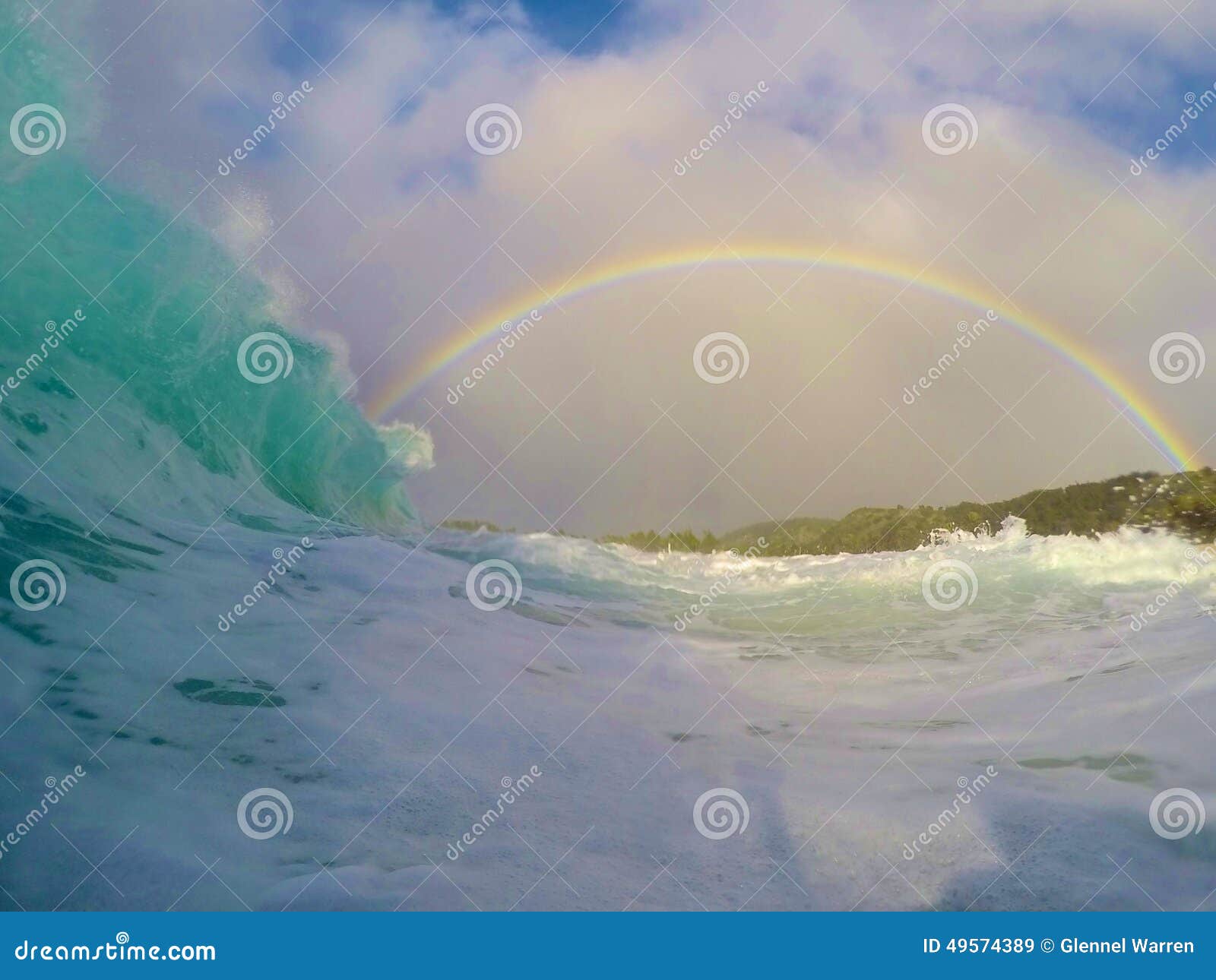 Wave and Rainbow stock image. Image of mountains, hawaii - 49574389