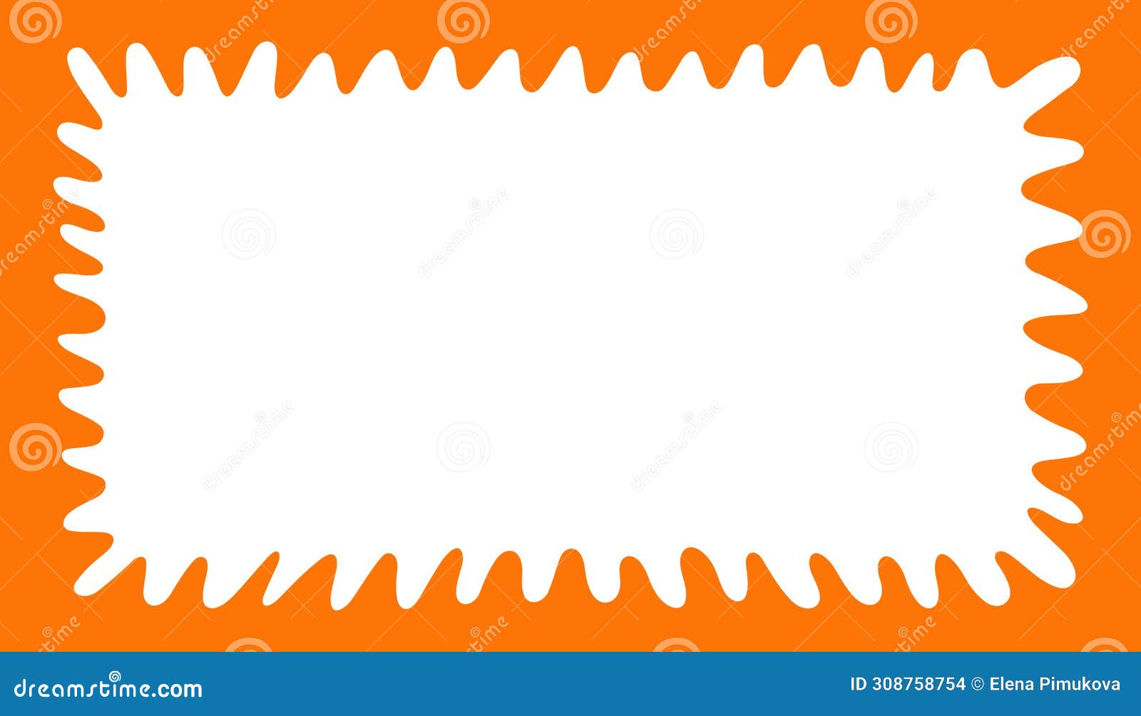 Wave Rectangle Frame. Doodle Scalloped Edge Border with Wavy Pattern ...