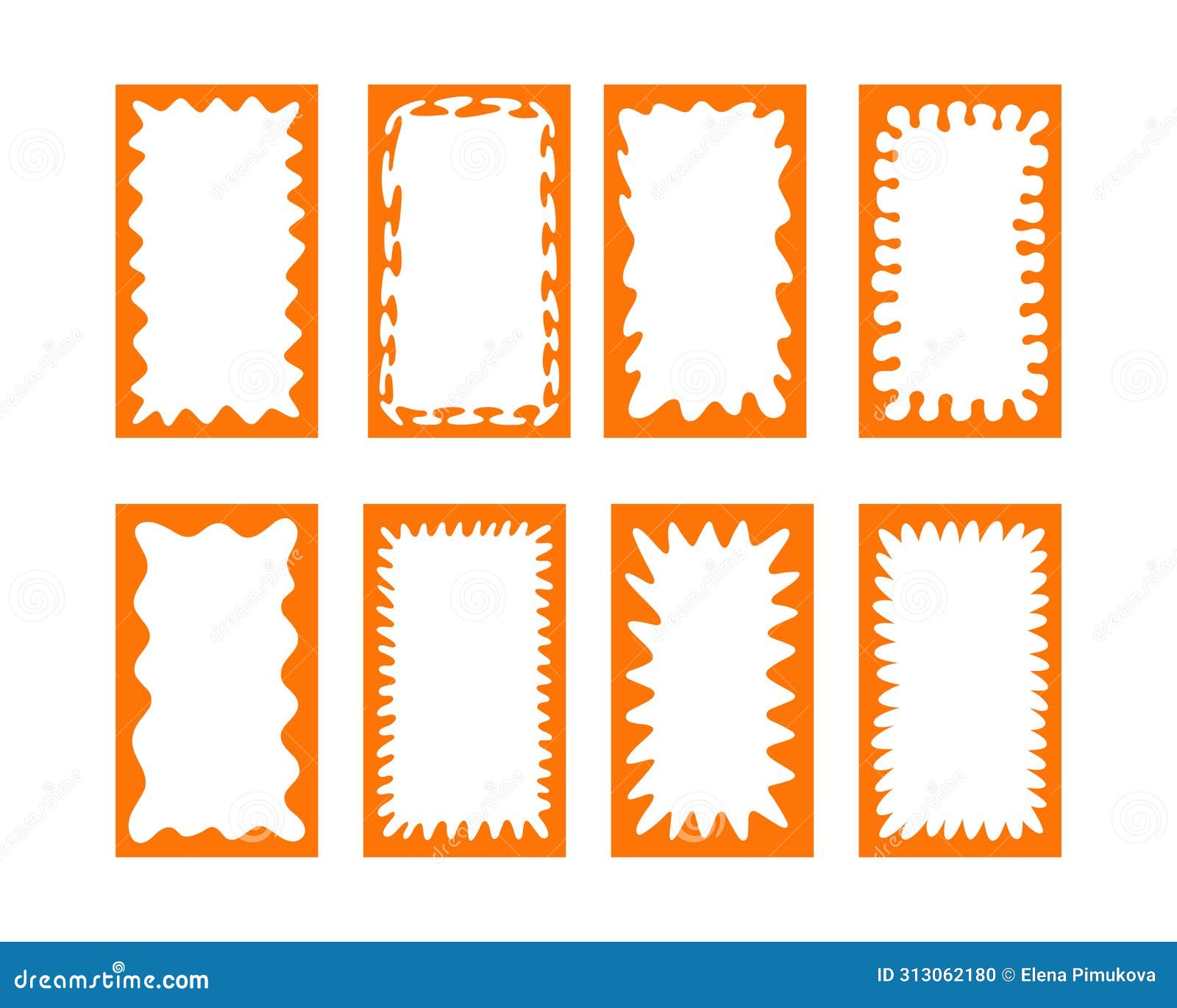 Wave Rectangle Frame. Doodle Scalloped Edge Border with Wavy Pattern ...