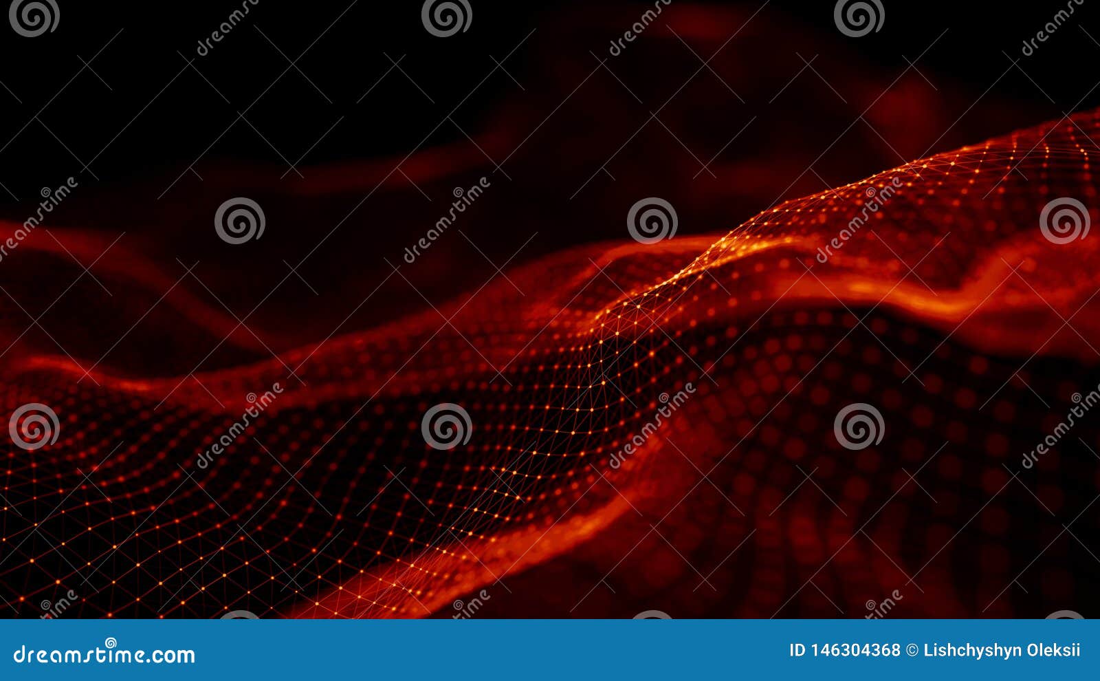Wave of Red Particles. Abstract Fire Background with a Dynamic Wave. 3d ...