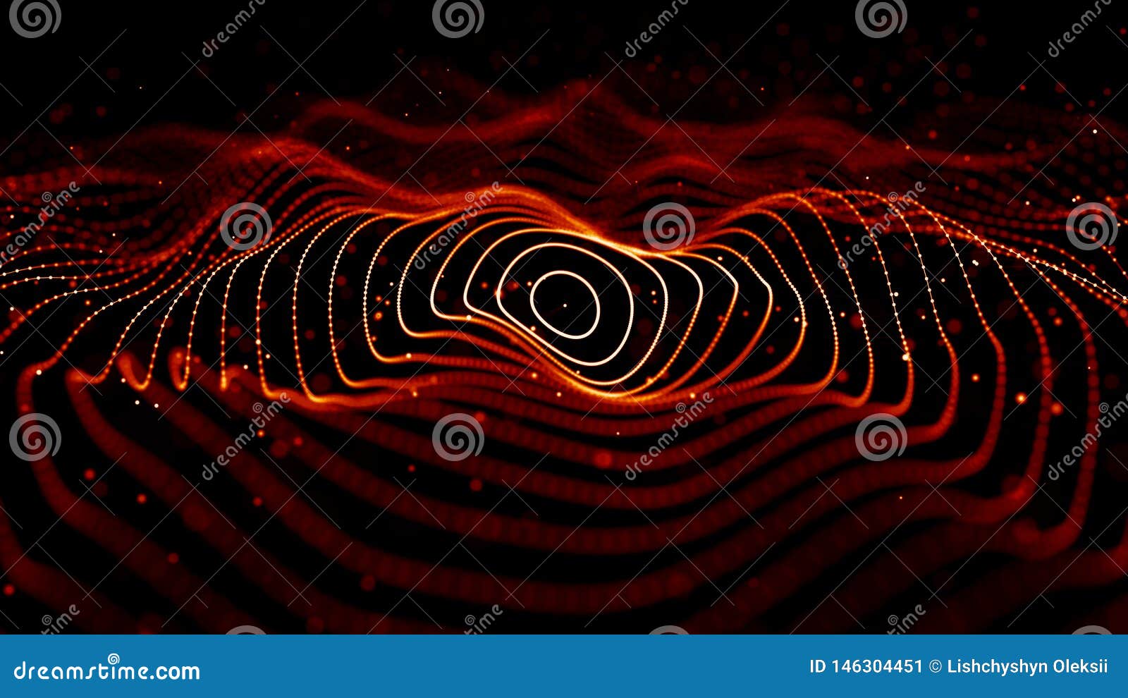 Wave of Red Particles. Abstract Fire Background with a Dynamic Wave. 3d ...