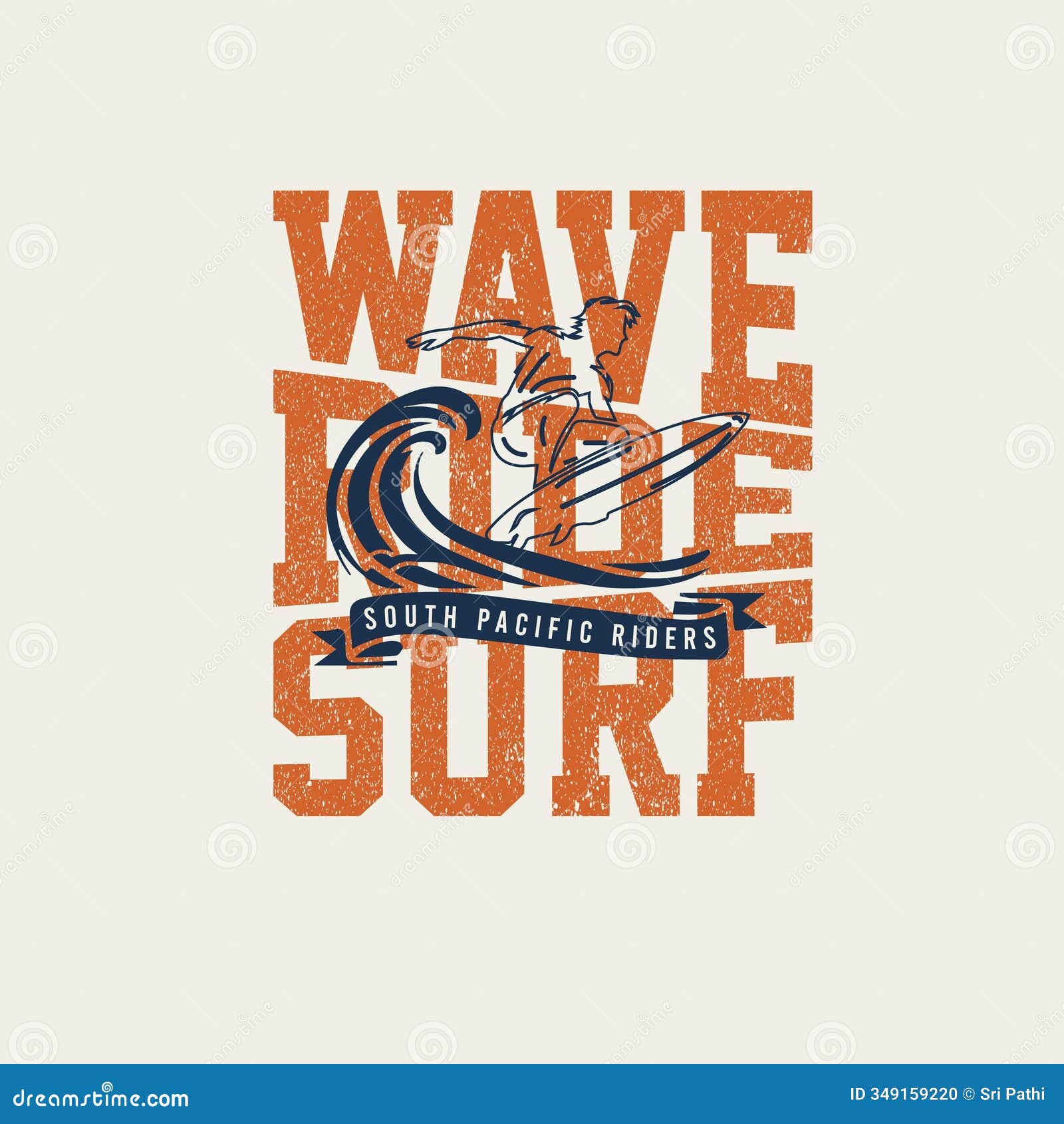 Wave Ride Surf Typography Surfer Poster Design Stock Vector ...
