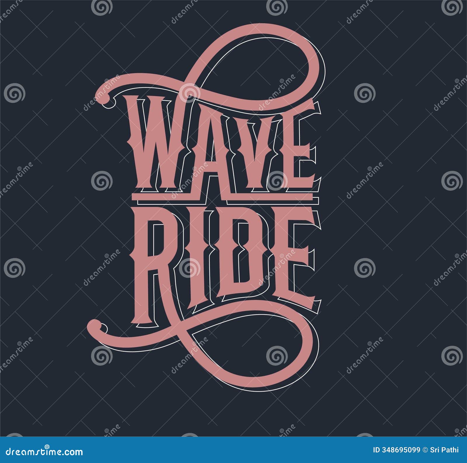 Wave Ride Typography Summer Beach Print Stock Illustration ...