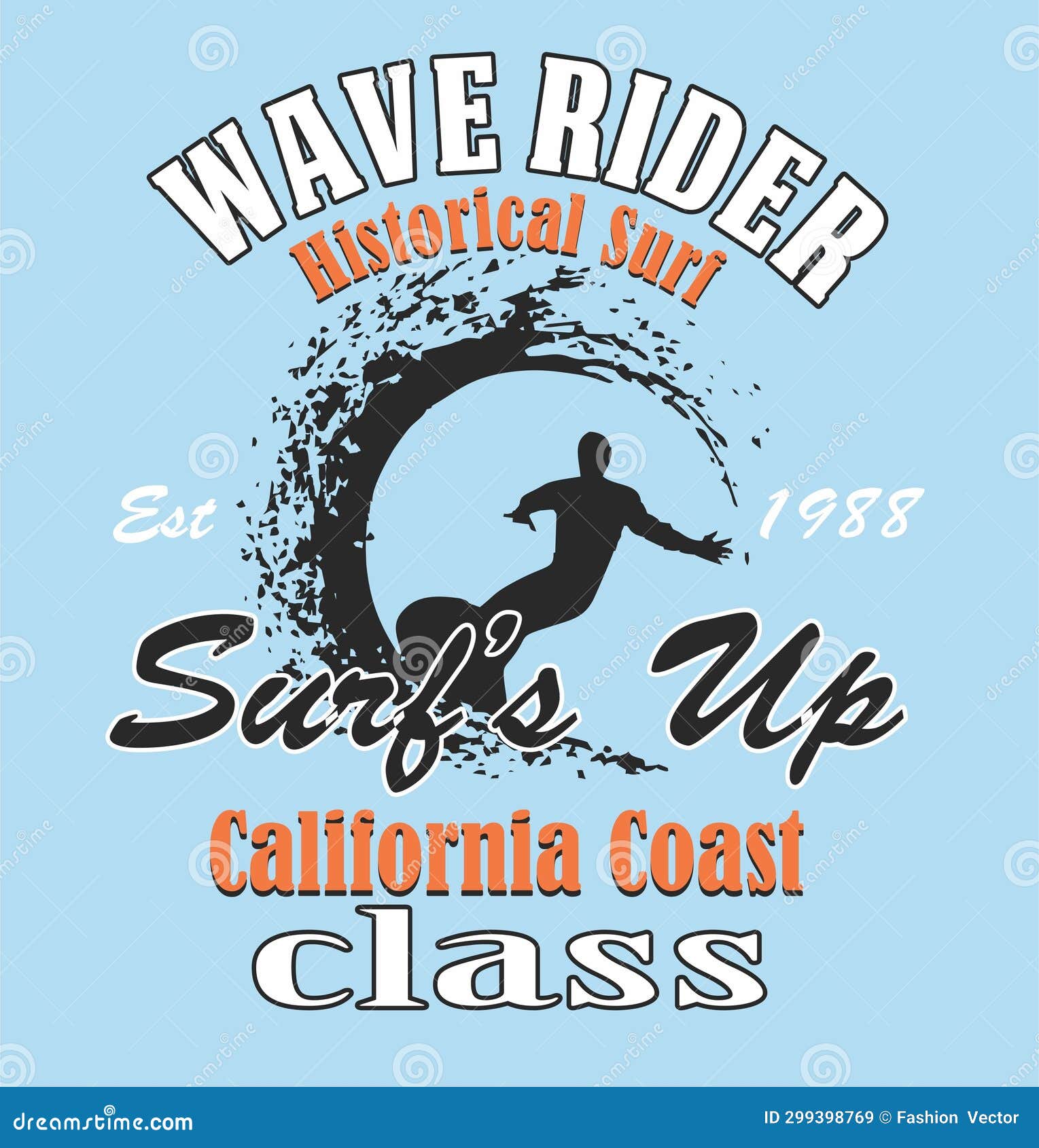 Wave Rider T Shirt Print Vector Art Stock Vector - Illustration of ...