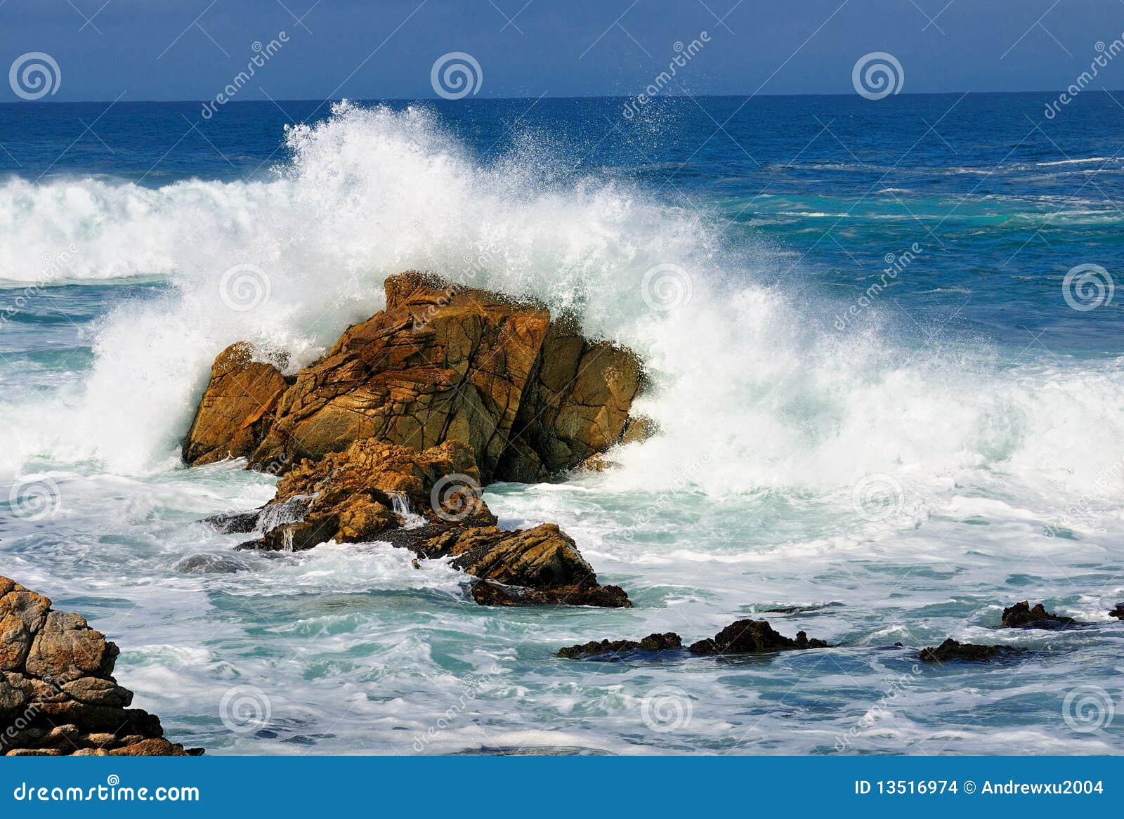 Wave and Rock stock photo. Image of bubble, crash, beach - 13516974