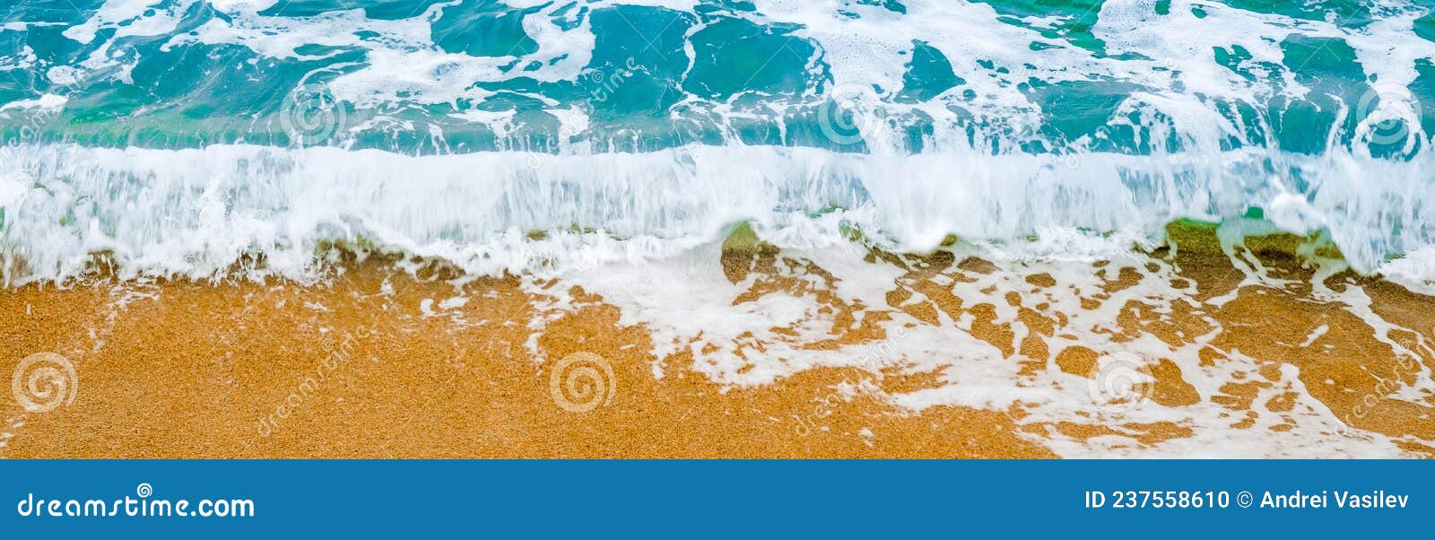 Wave Rolls Onto the Sandy Shore. Banner Size Picture Stock Photo ...