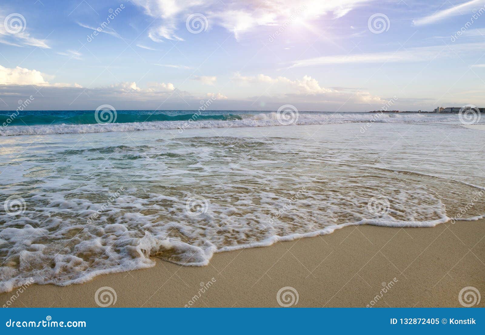 The Wave Runs on the Coast Sea Landscape in Sunny Day Stock Image ...