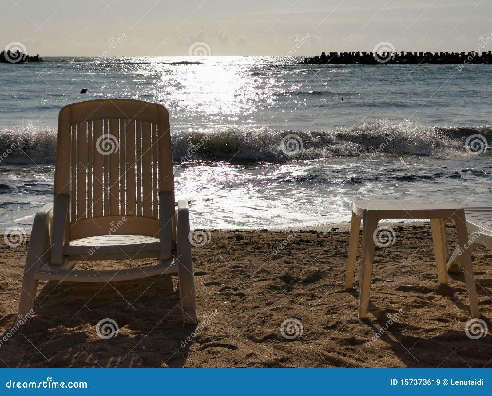 Wave on the Sand Beach - Sunbed Stock Image - Image of outdoor, foam ...