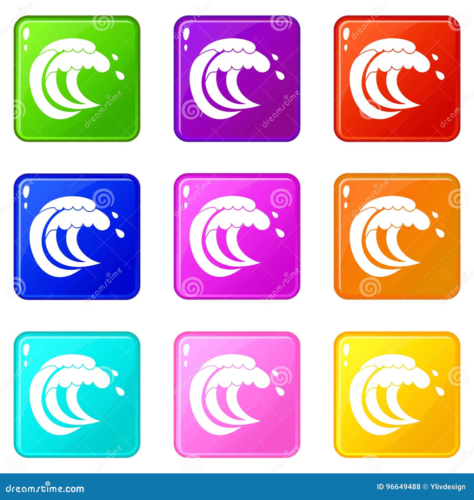 Wave of sea tide set 9 stock vector. Illustration of concept - 96649488