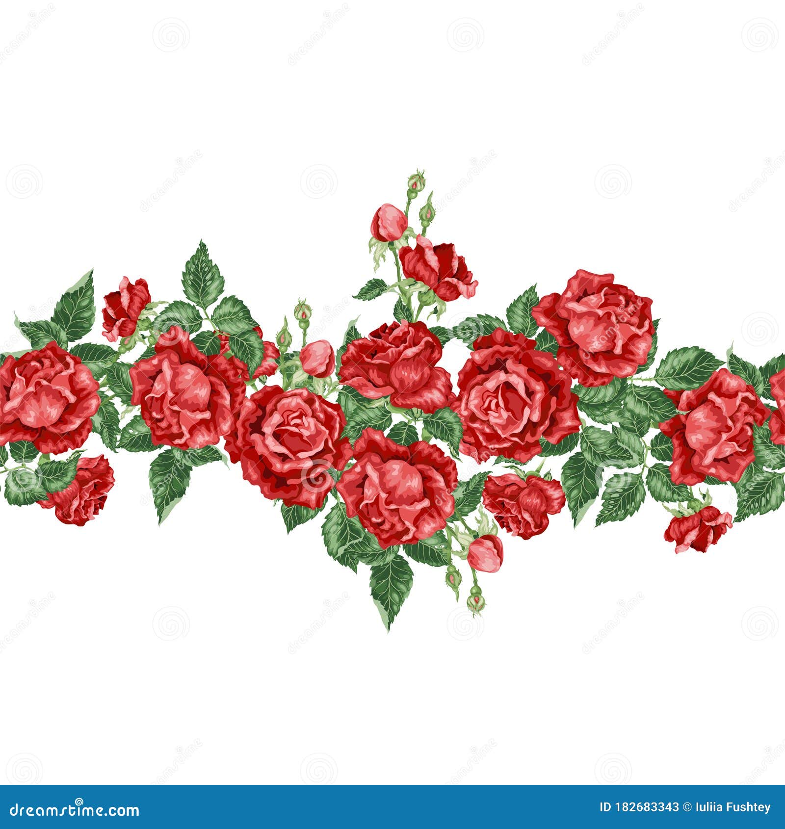 Wave Seamless Line of Roses in Vector Stock Vector - Illustration of ...
