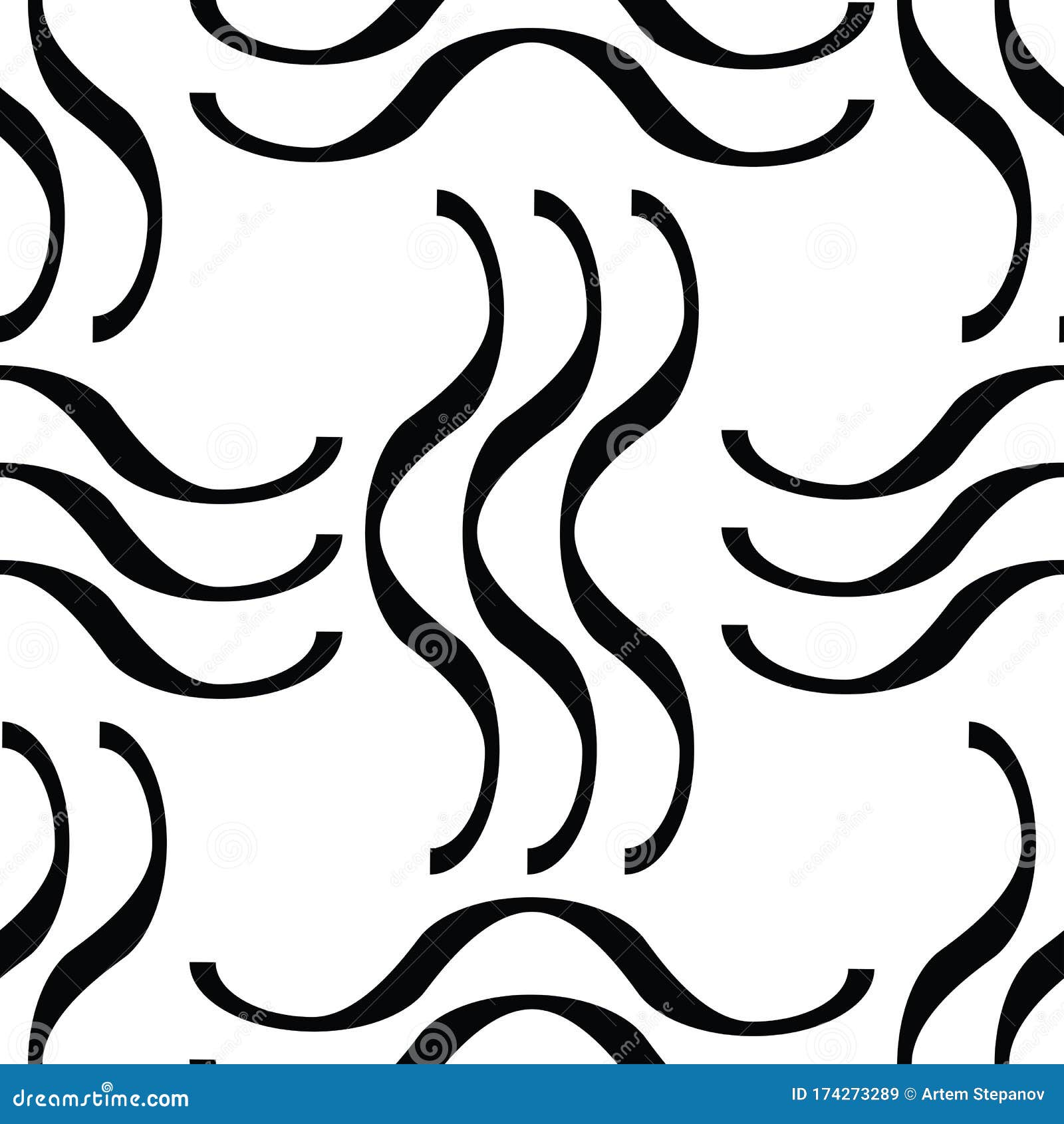 Wave Seamless Vector Pattern or Monochrome Modern Background Stock Vector - Illustration of flat ...