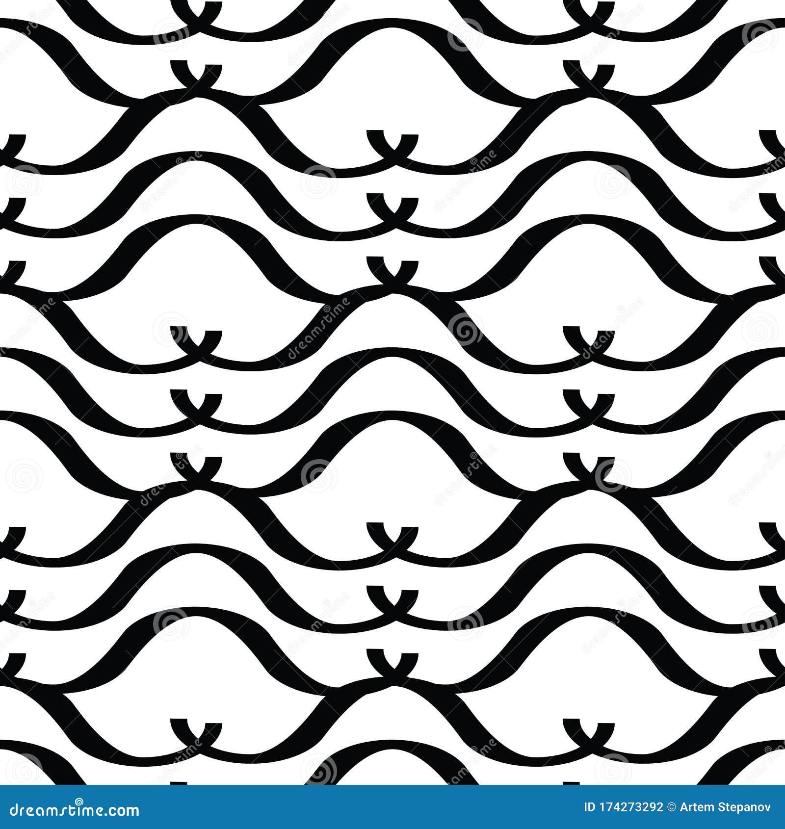 Wave Seamless Vector Pattern or Monochrome Modern Background Stock Vector - Illustration of ...
