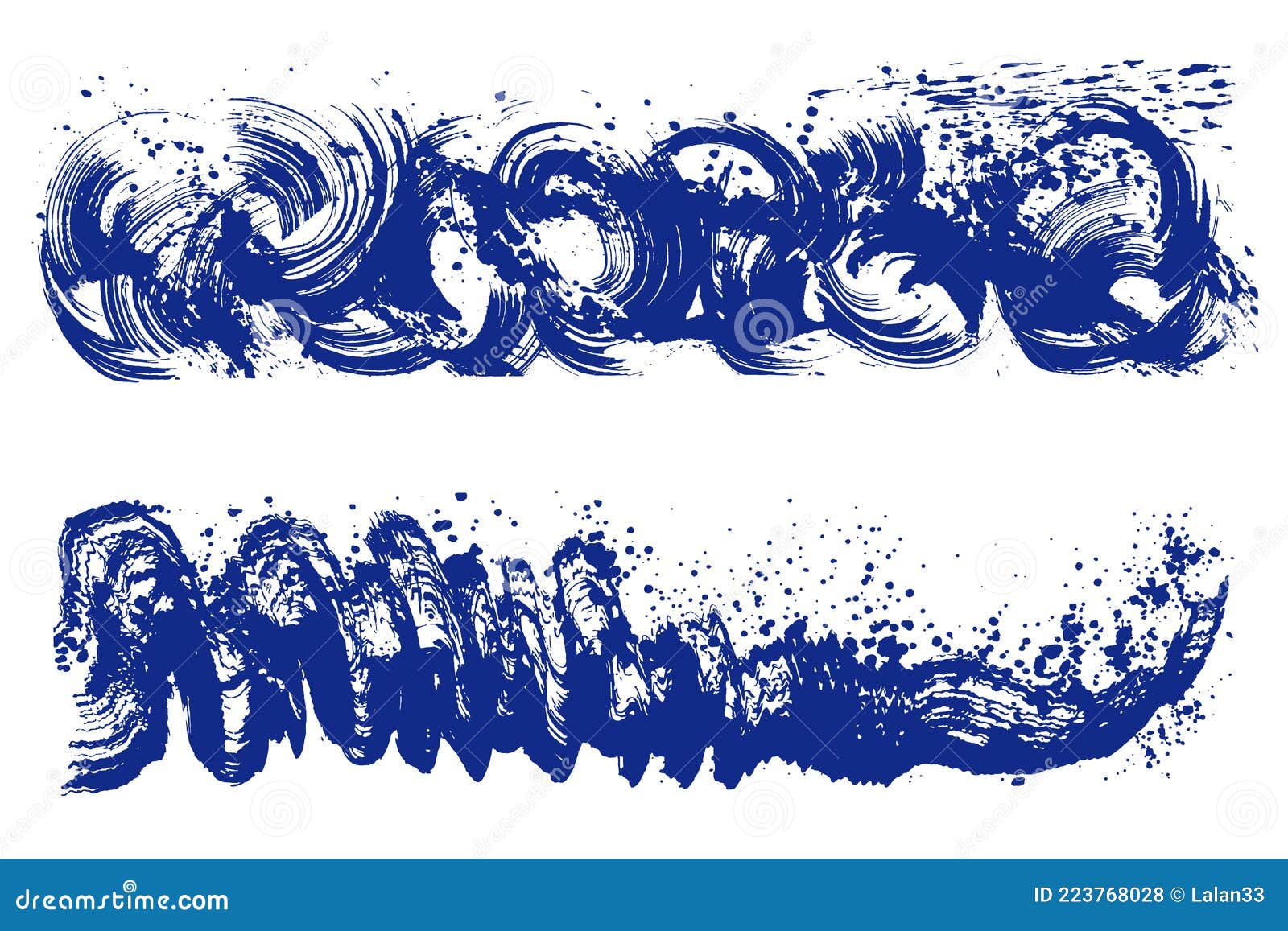 Set of Waves. Sea Spray. Brush Stroke Waves Stock Vector - Illustration ...