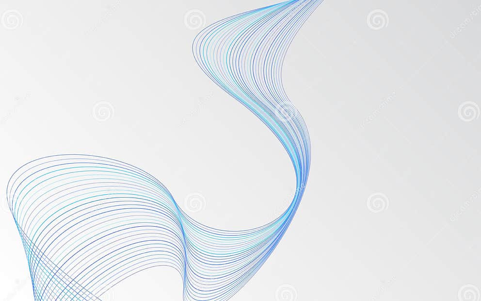 Wave with Shadow. Abstract Blue Lines on a Background Stock Vector ...