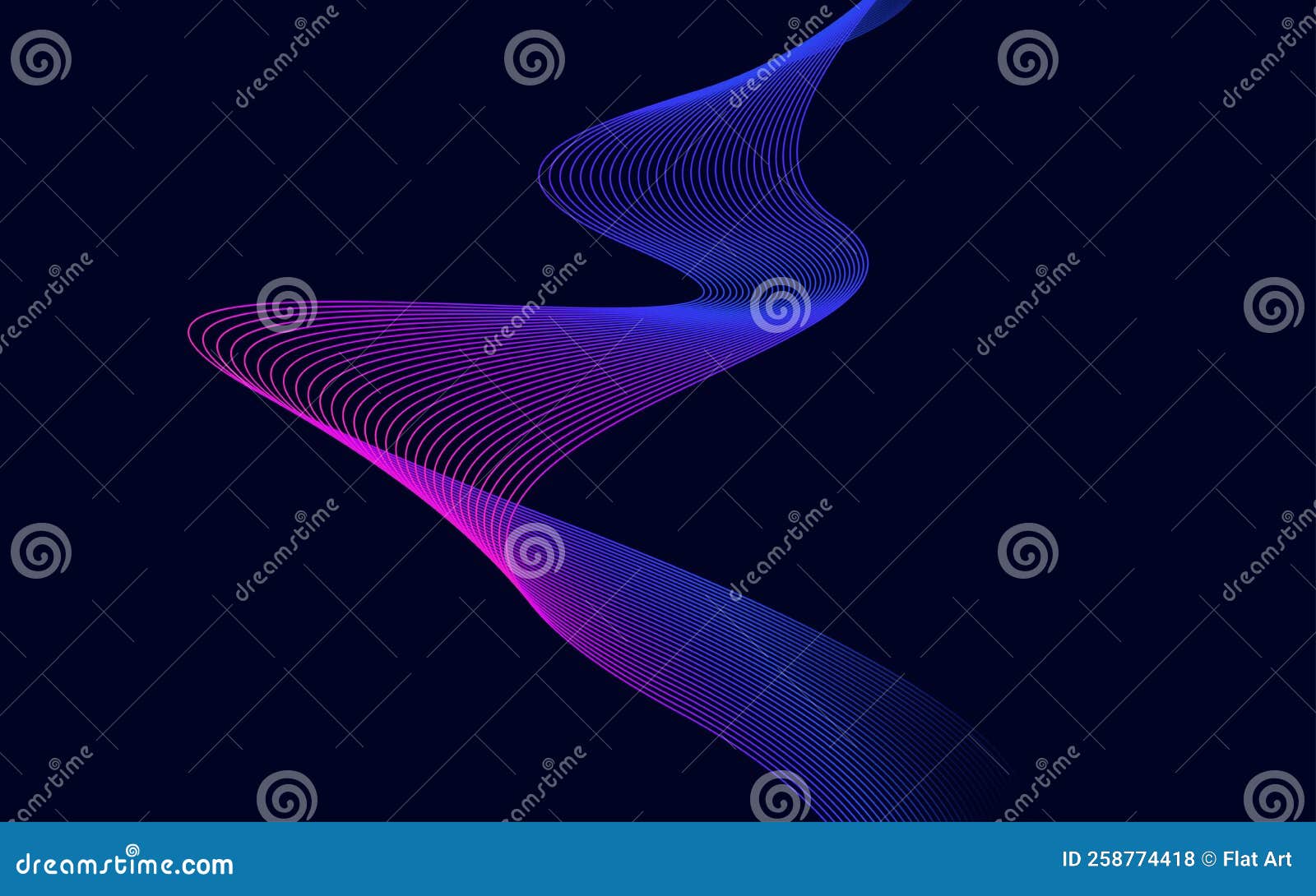 Wave with Shadow. Abstract Blue Lines on a Background Stock Vector ...