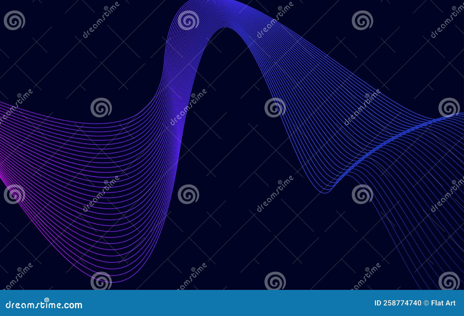 Wave with Shadow. Abstract Blue Lines on a Background Stock Vector ...