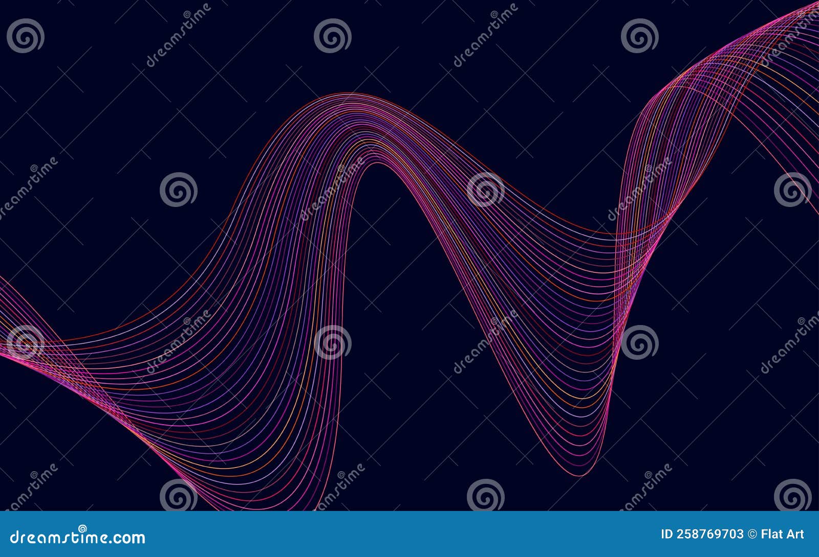 Wave with Shadow. Abstract Red Lines on a Background Stock Vector ...