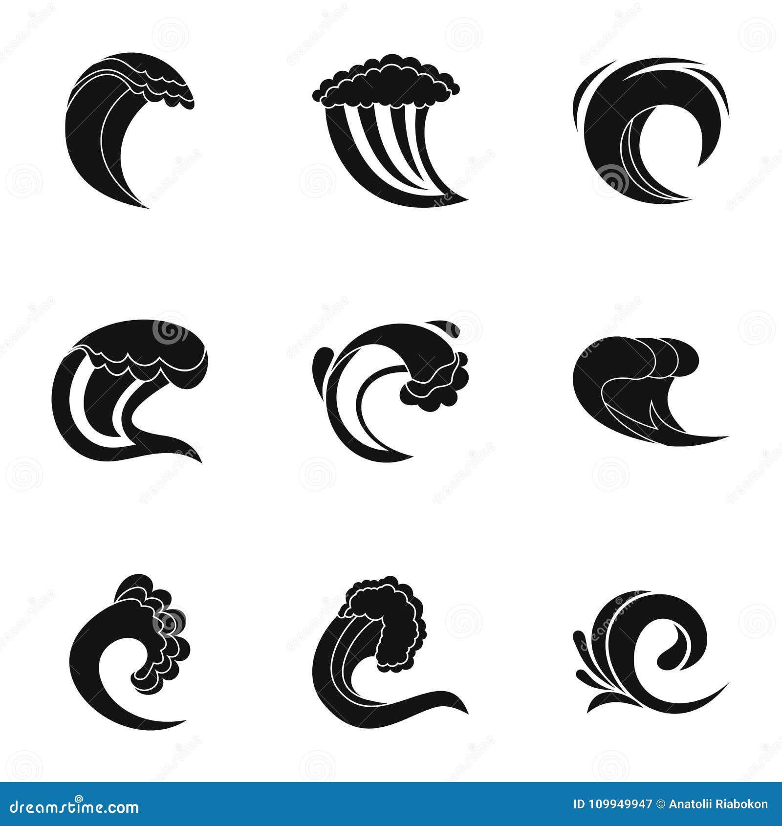 Wave Shape Icons Set, Simple Style Stock Vector - Illustration of move ...
