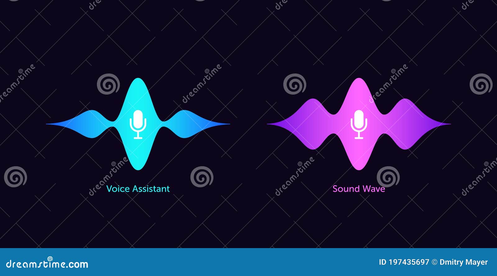 Wave Shape with Microphone for Voice Assistant. Sound Wave, Voice ...