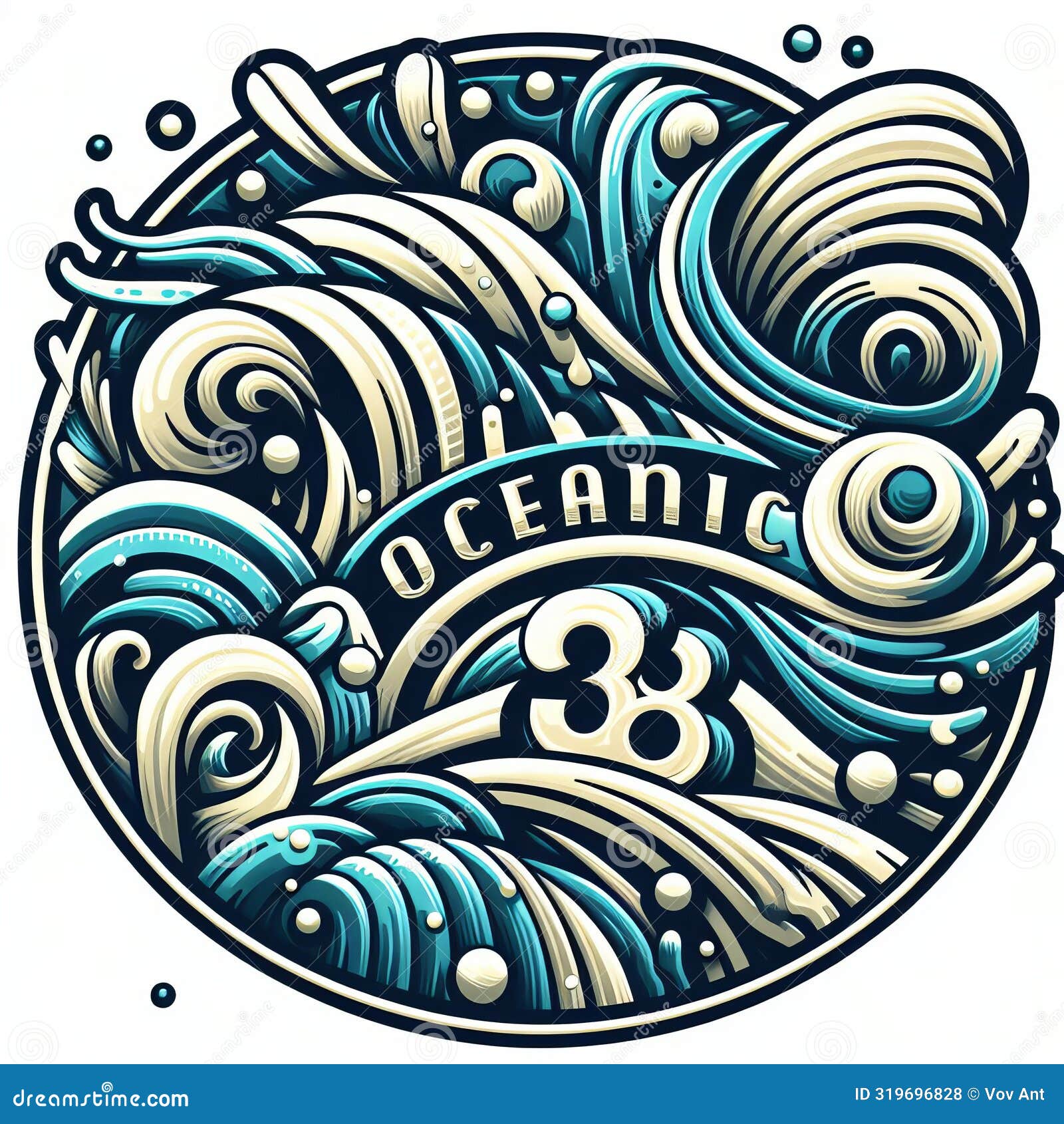 Wave Shaped Badge with a Fluid, Undulating Pattern and the Wod Stock ...