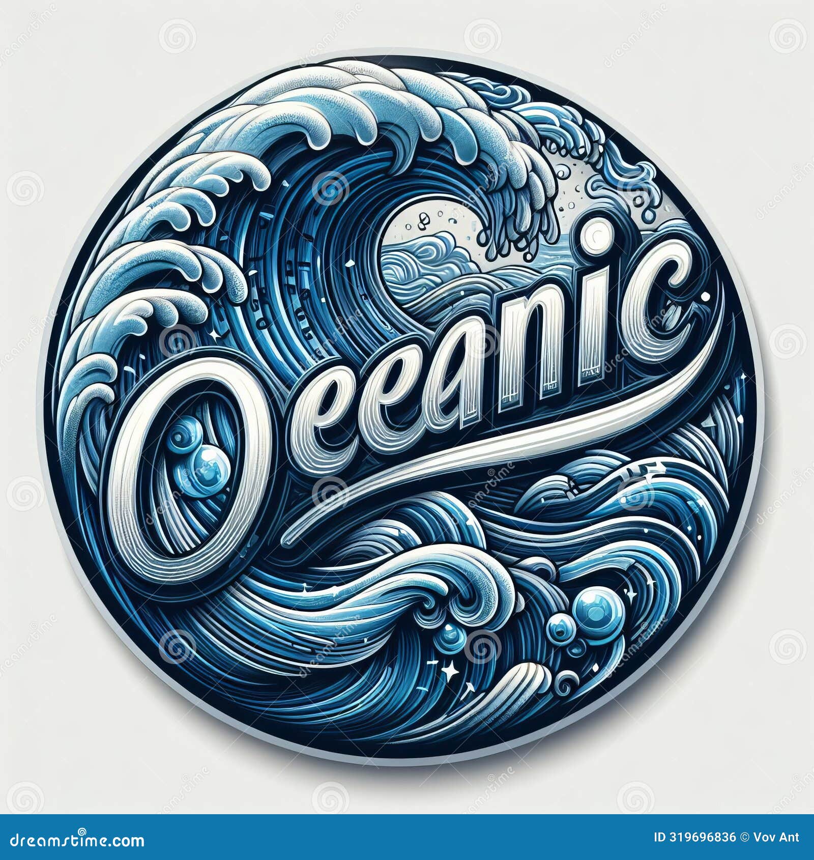 Wave Shaped Badge with a Fluid, Undulating Pattern and the Wod Stock ...