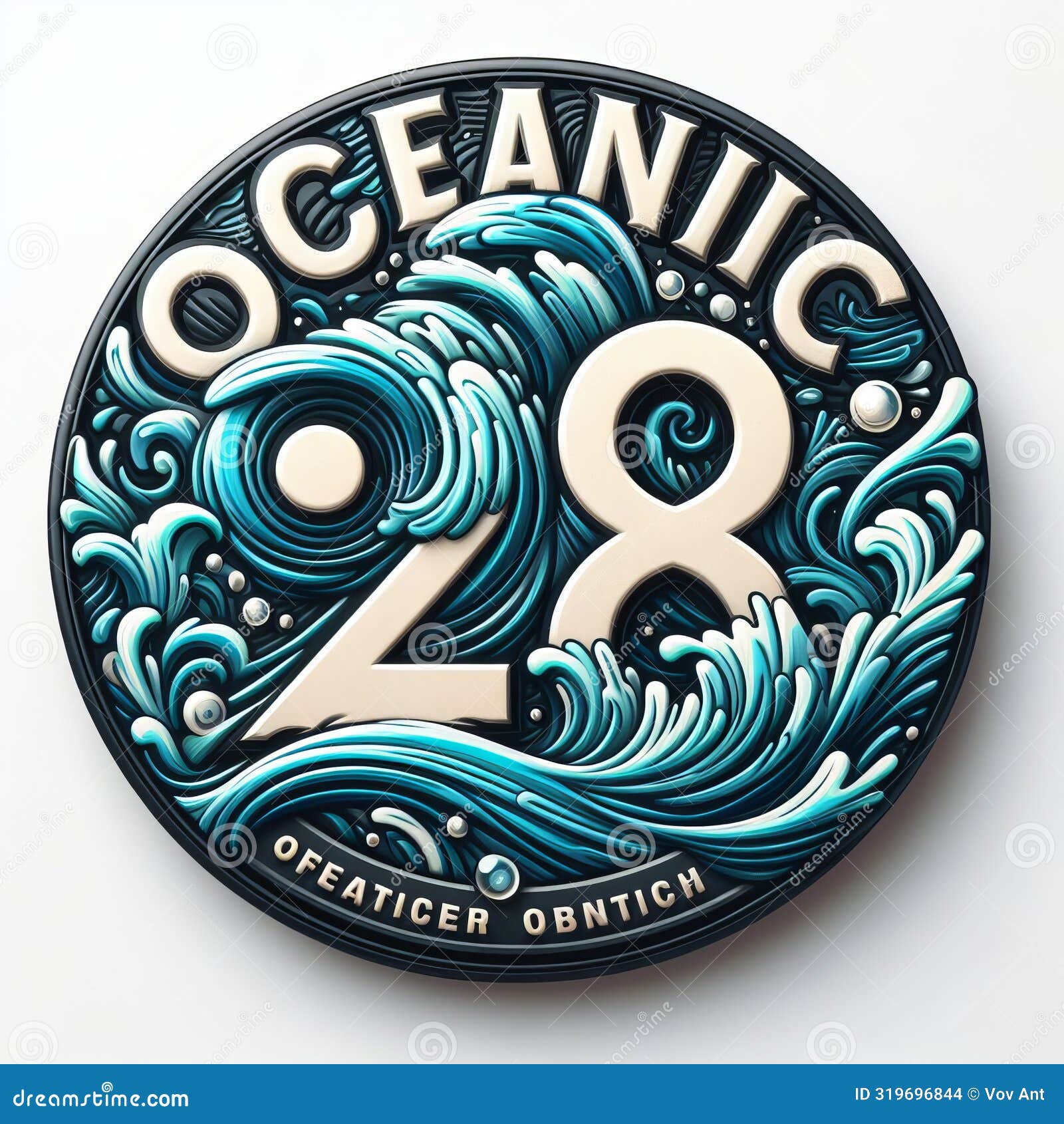 Wave Shaped Badge with a Fluid, Undulating Pattern and the Wod Stock ...