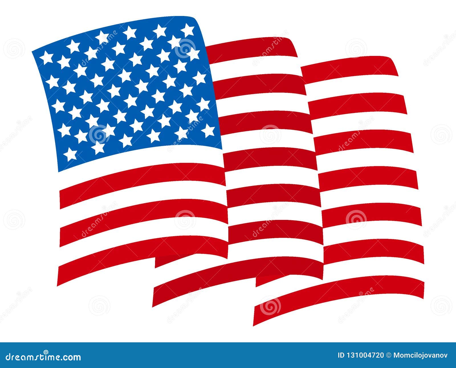 Wave shaped flag of USA stock vector. Illustration of badge - 131004720