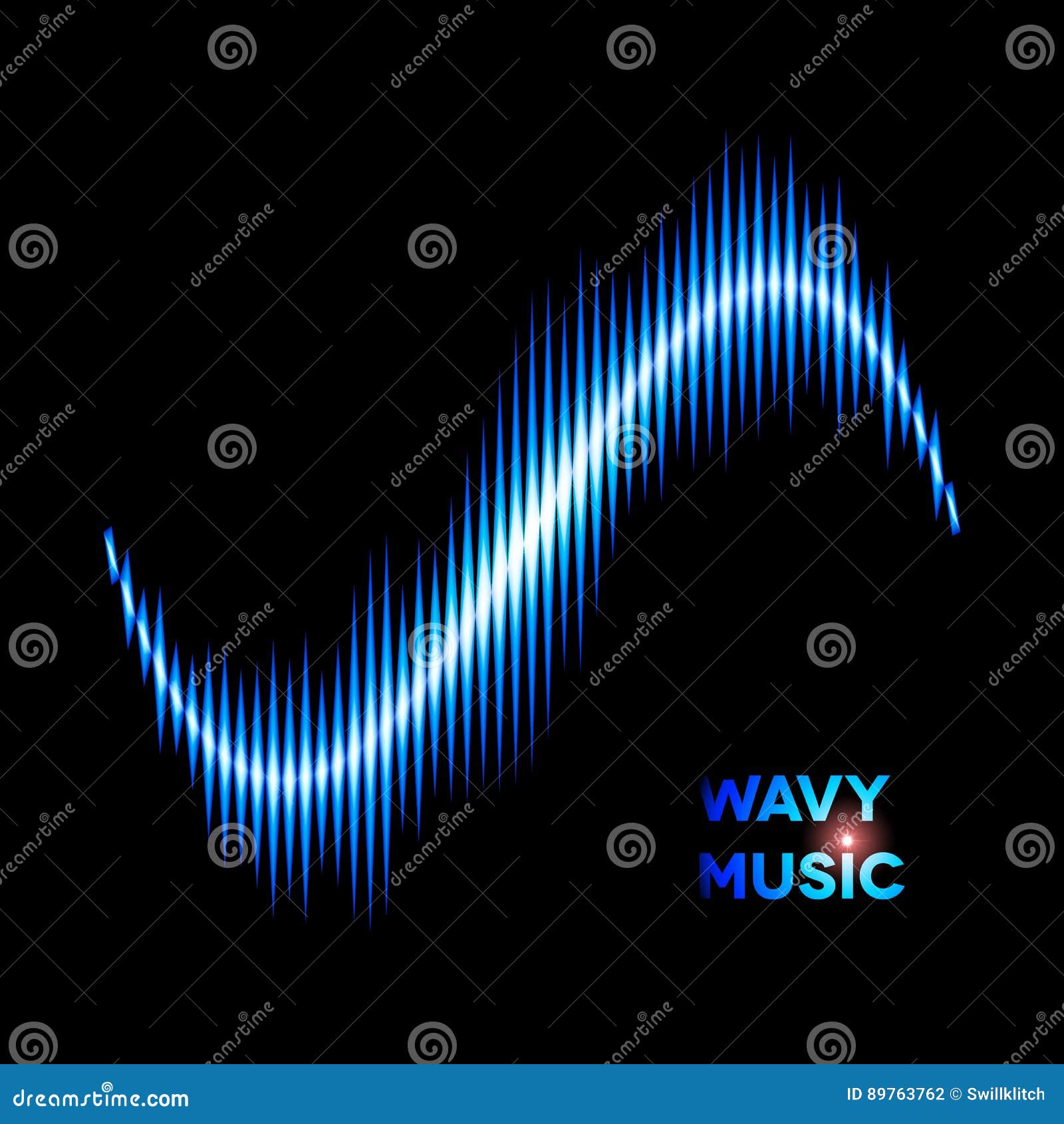 Wave shaped sound waveform stock vector. Illustration of music - 89763762
